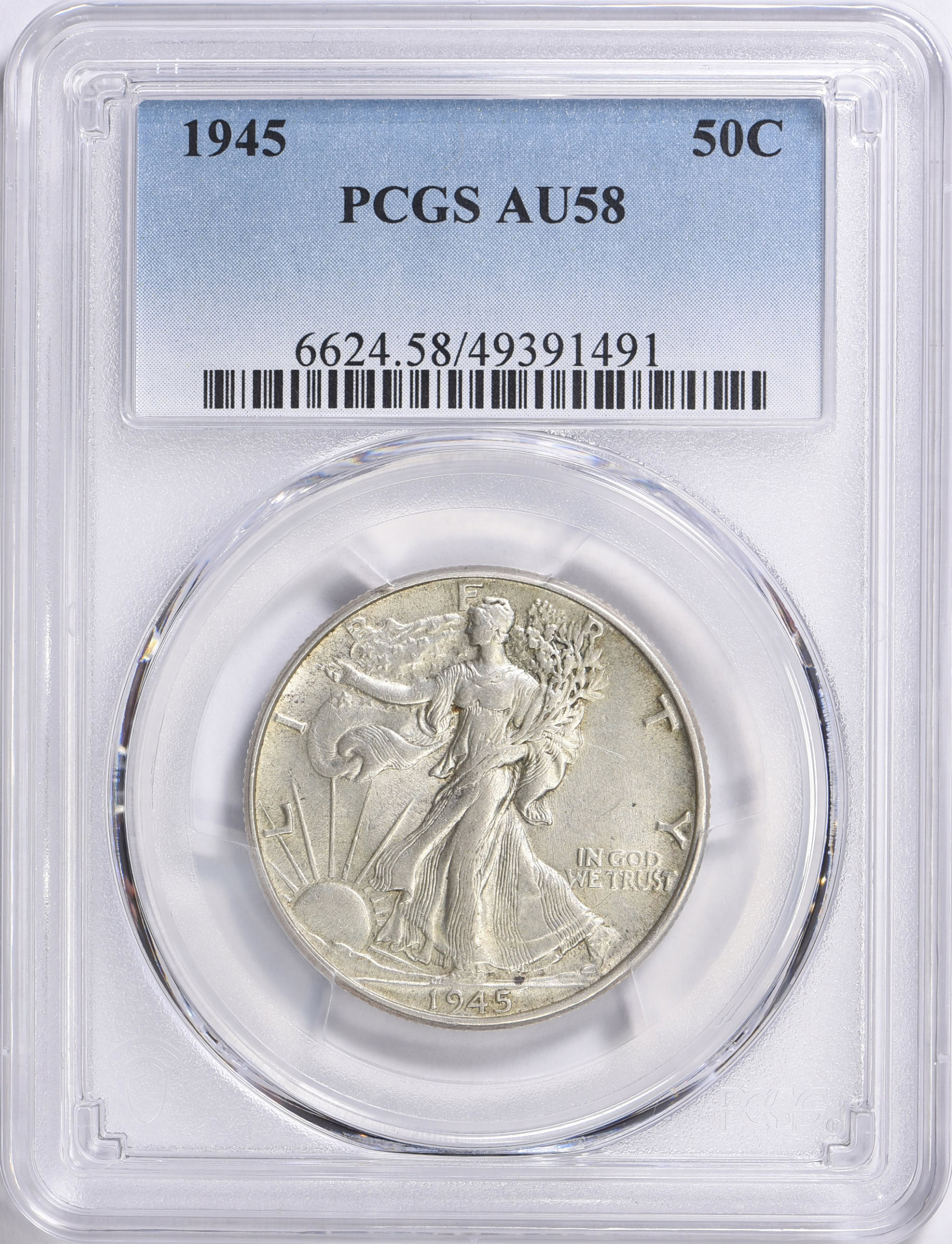 1945 Walking Liberty Half Dollar PCGS AU-58 (Item 1839026) | GreatCollections Coin Auctions