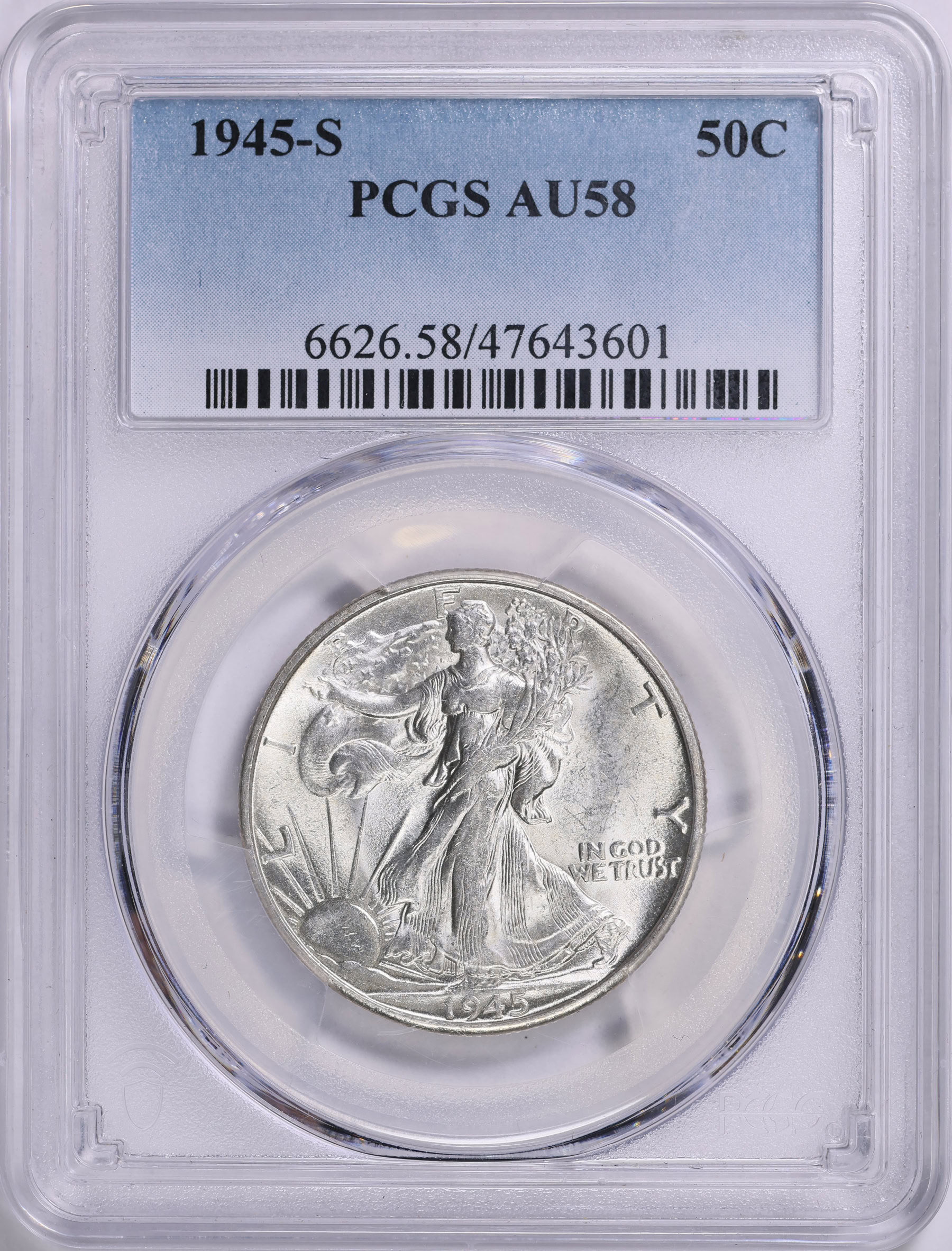 1945-S Walking Liberty Half Dollar PCGS AU-58 (Item 1839028) | GreatCollections Coin Auctions