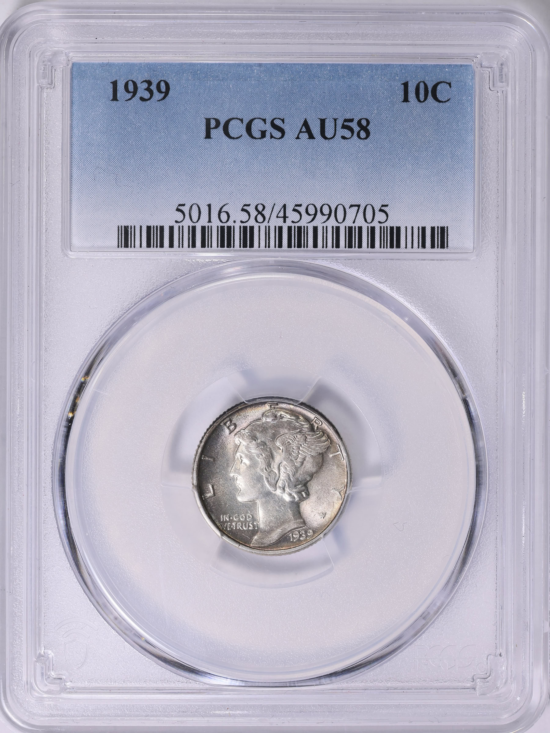 1939 Mercury Dime PCGS AU-58 (Item 1839031) | GreatCollections Coin Auctions