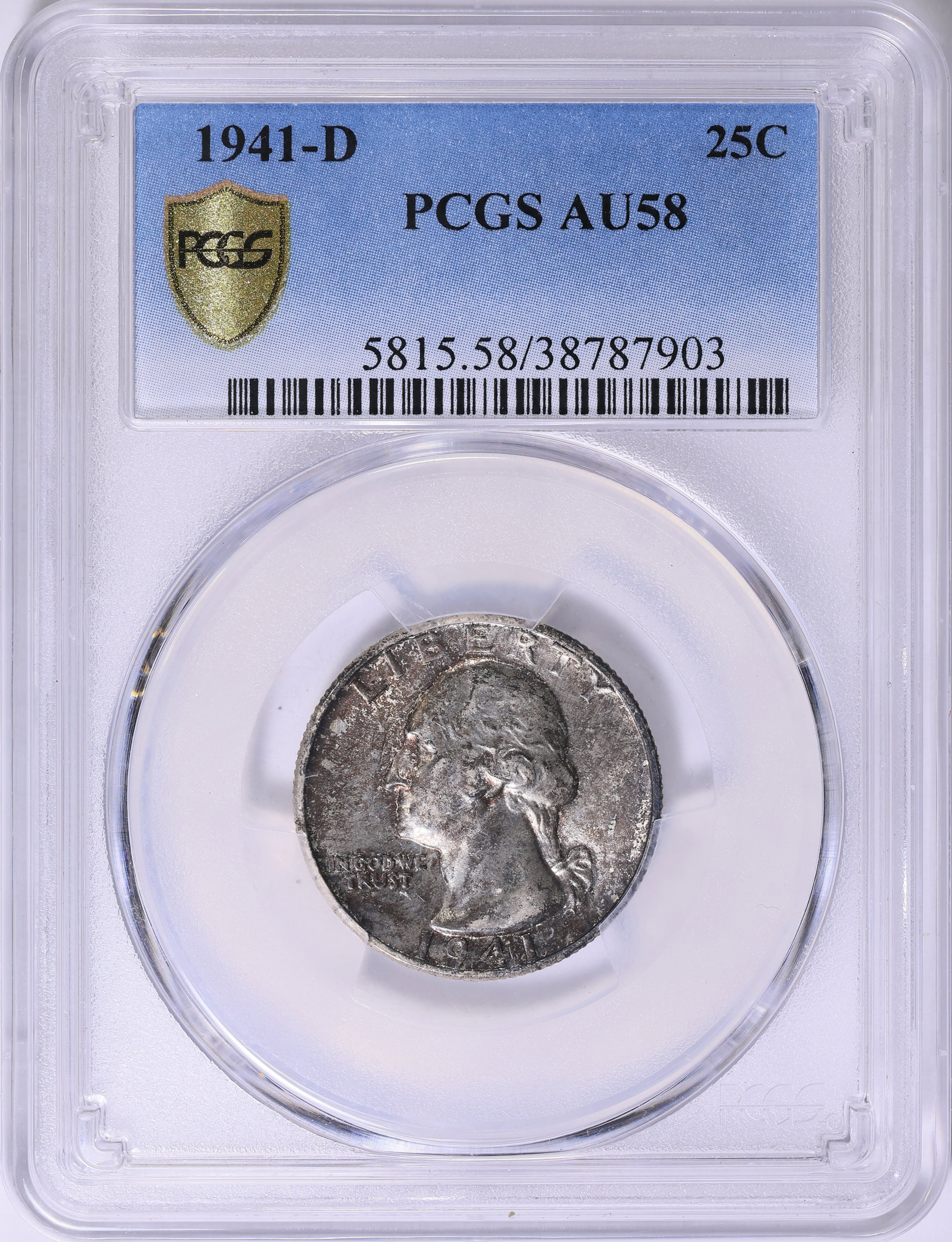 1941-D Washington Quarter PCGS AU-58 (Toned) (Item 1839067) | GreatCollections Coin Auctions