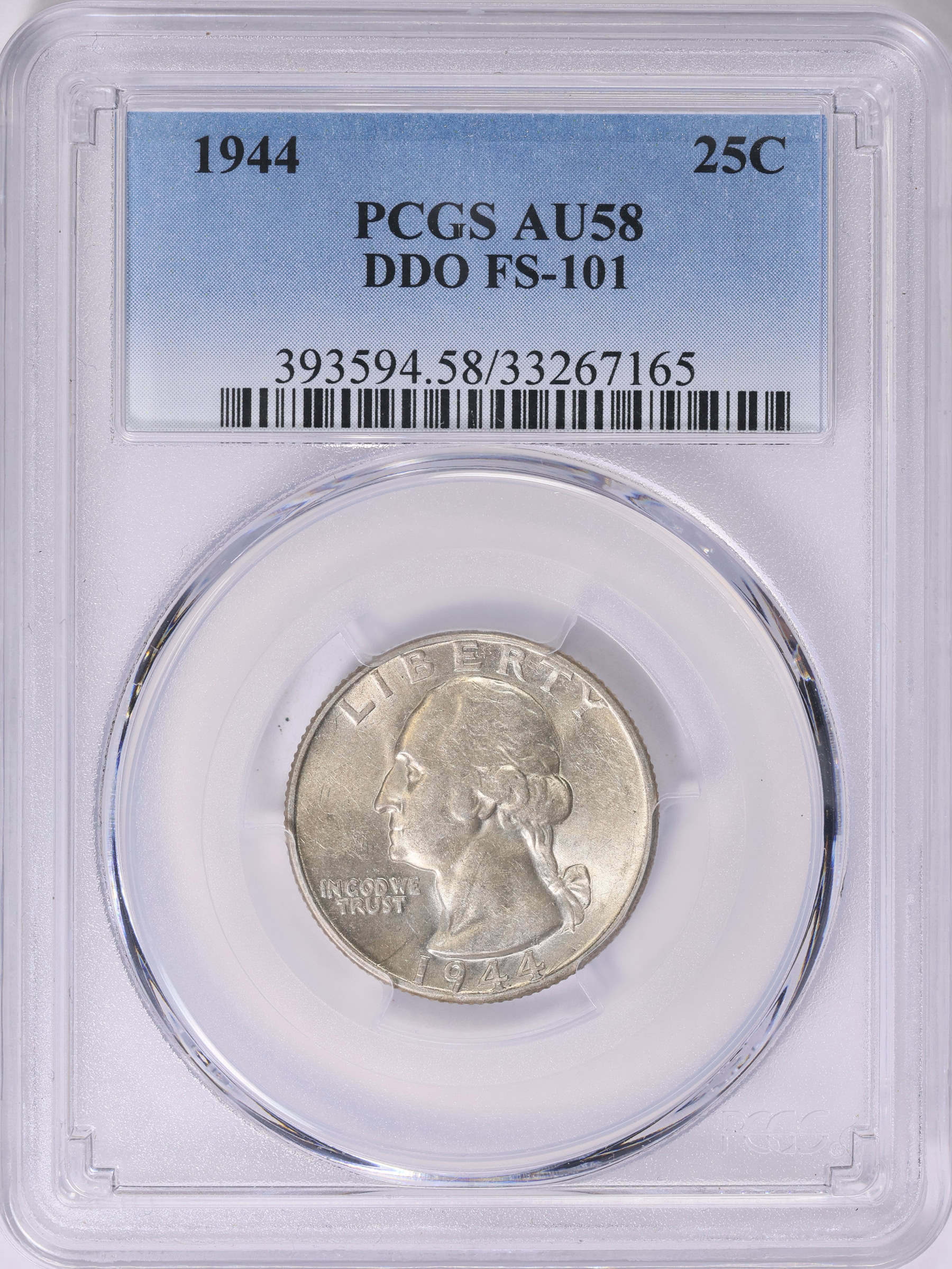 1944 Washington Quarter Doubled Die Obverse FS-101 PCGS AU-58 (Item ...