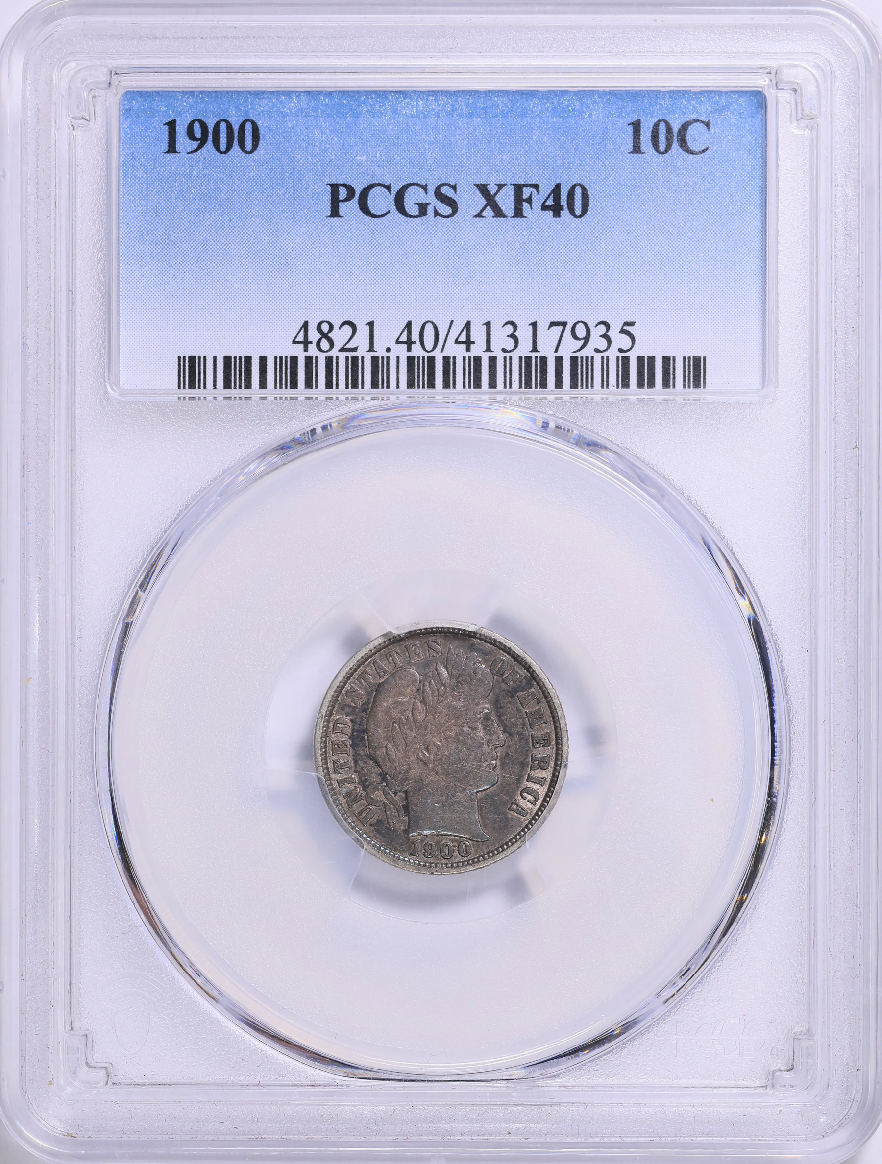 1900 Barber Dime PCGS XF-40 (Toned) (Item 1839120) | GreatCollections Coin Auctions