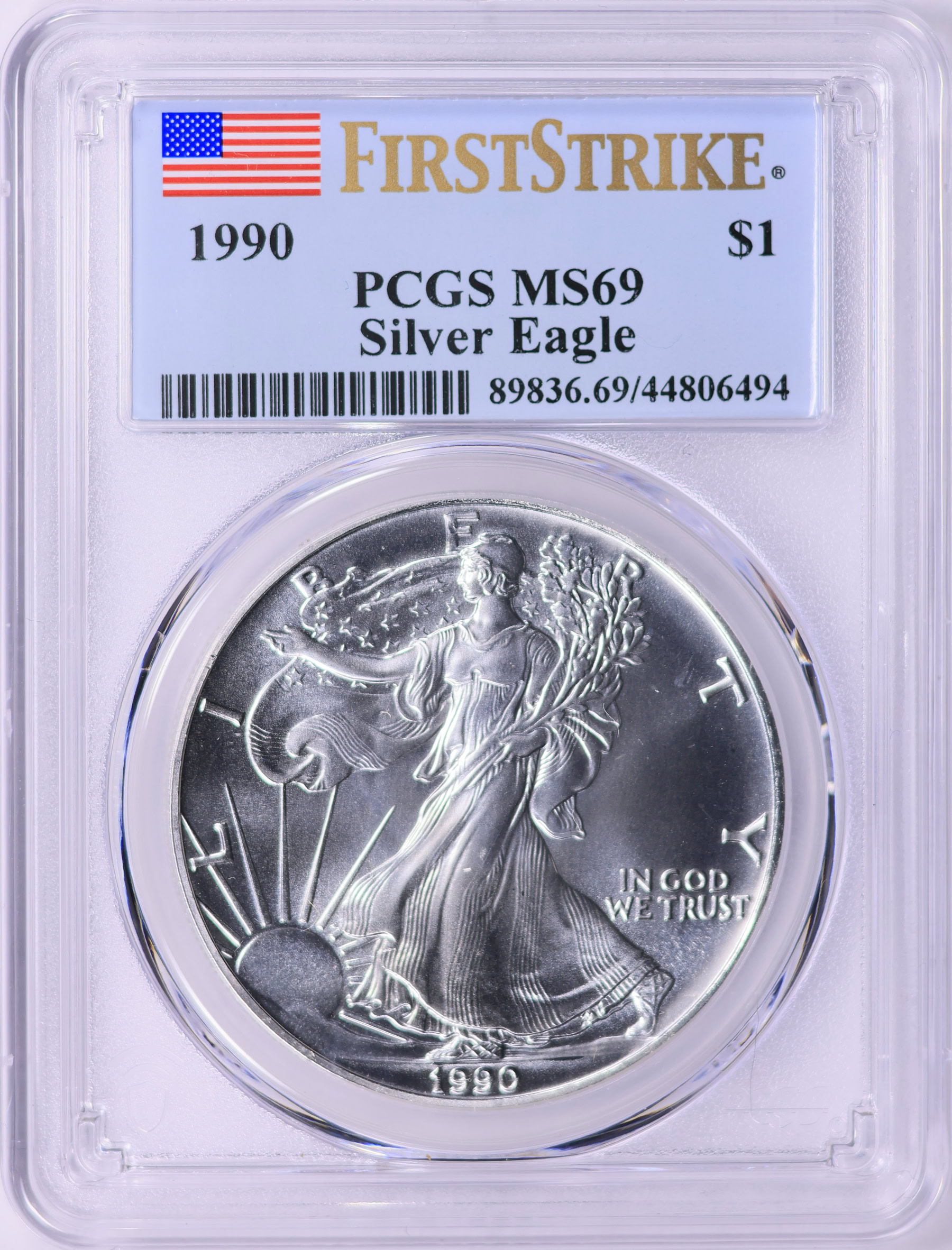 1990 $1 Silver Eagle First Strike PCGS MS-69 (Item 1839257 ...