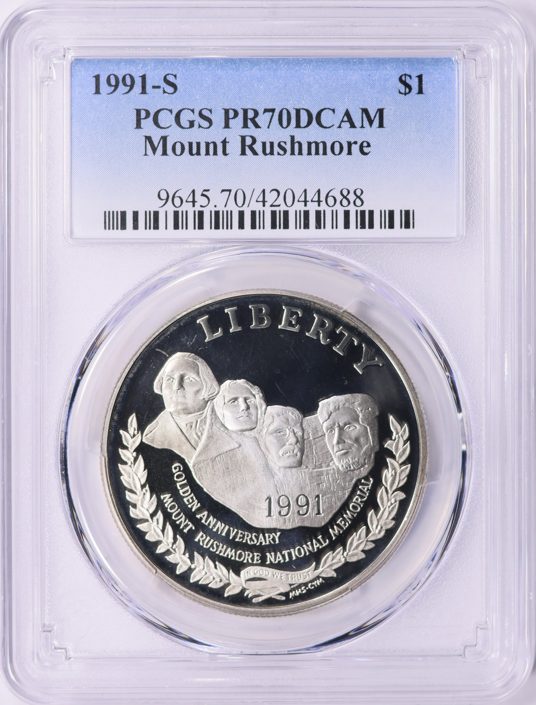 1991-S Mount Rushmore Golden Anniversary Silver Dollar PCGS Proof-70 ...