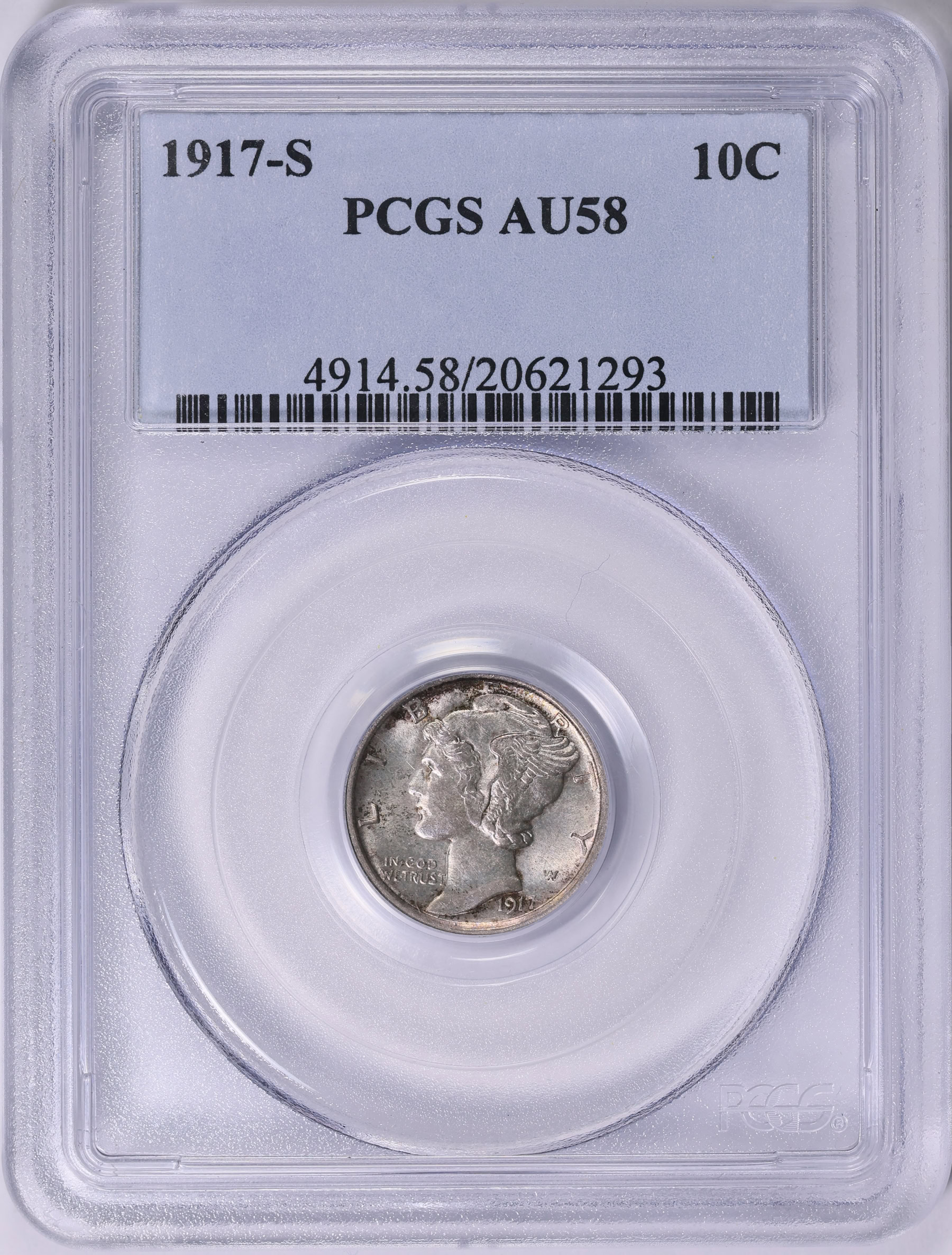 1917-S Mercury Dime PCGS AU-58 (Item 1839738) | GreatCollections Coin Auctions