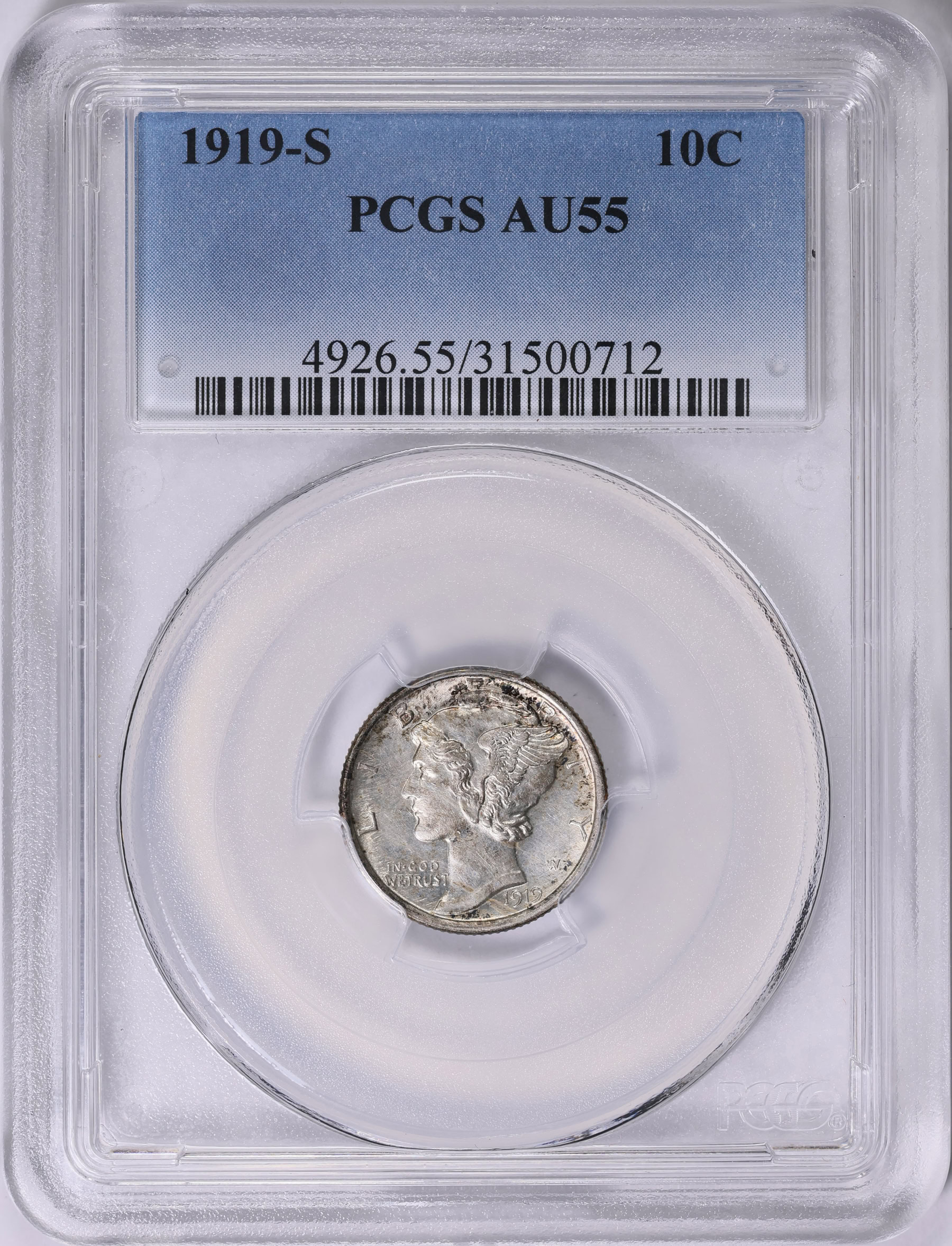 1919-S Mercury Dime PCGS AU-55 (Item 1839742) | GreatCollections Coin ...
