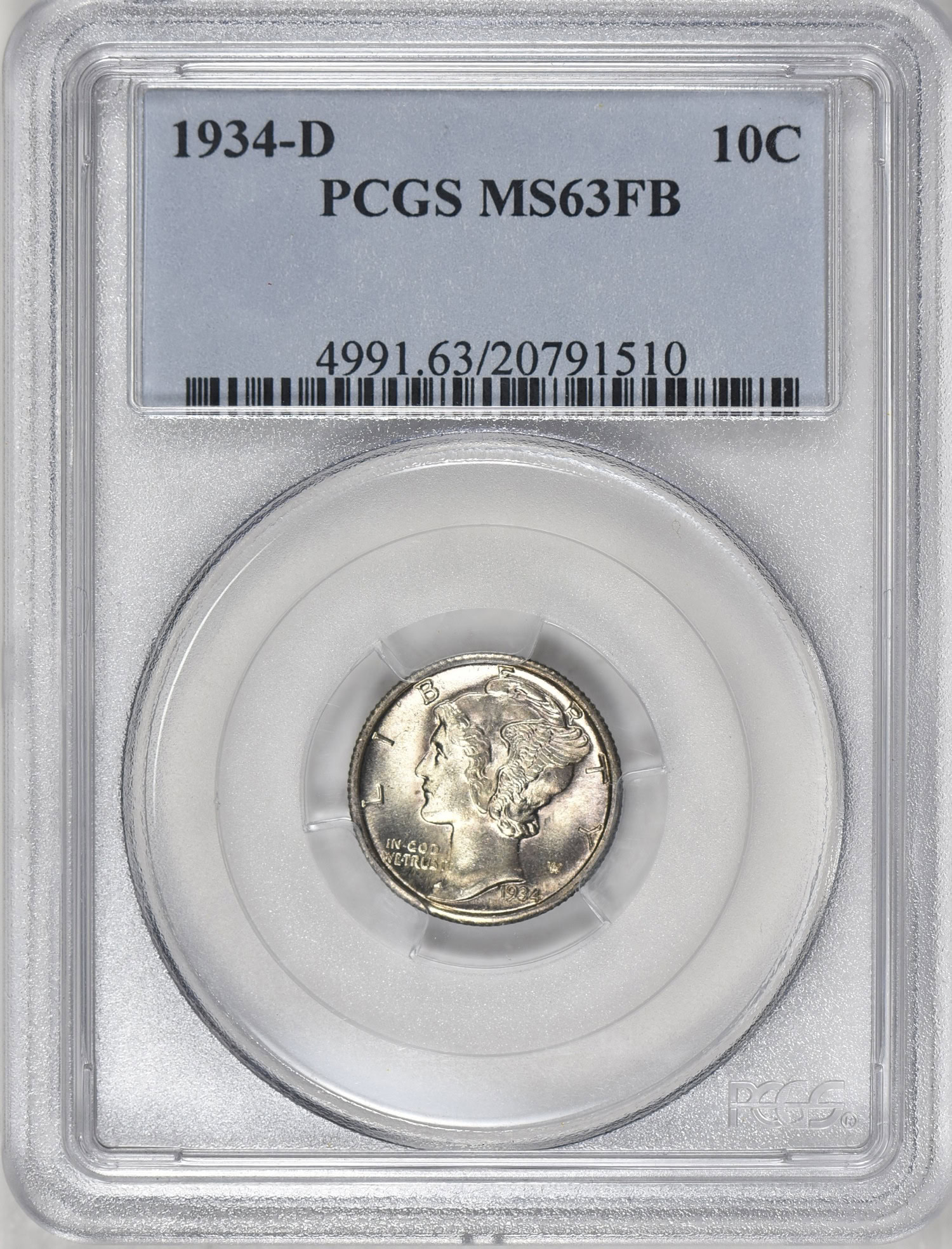 1934-D Mercury Dime PCGS MS-63 FB (Item 1839763) | GreatCollections Coin Auctions