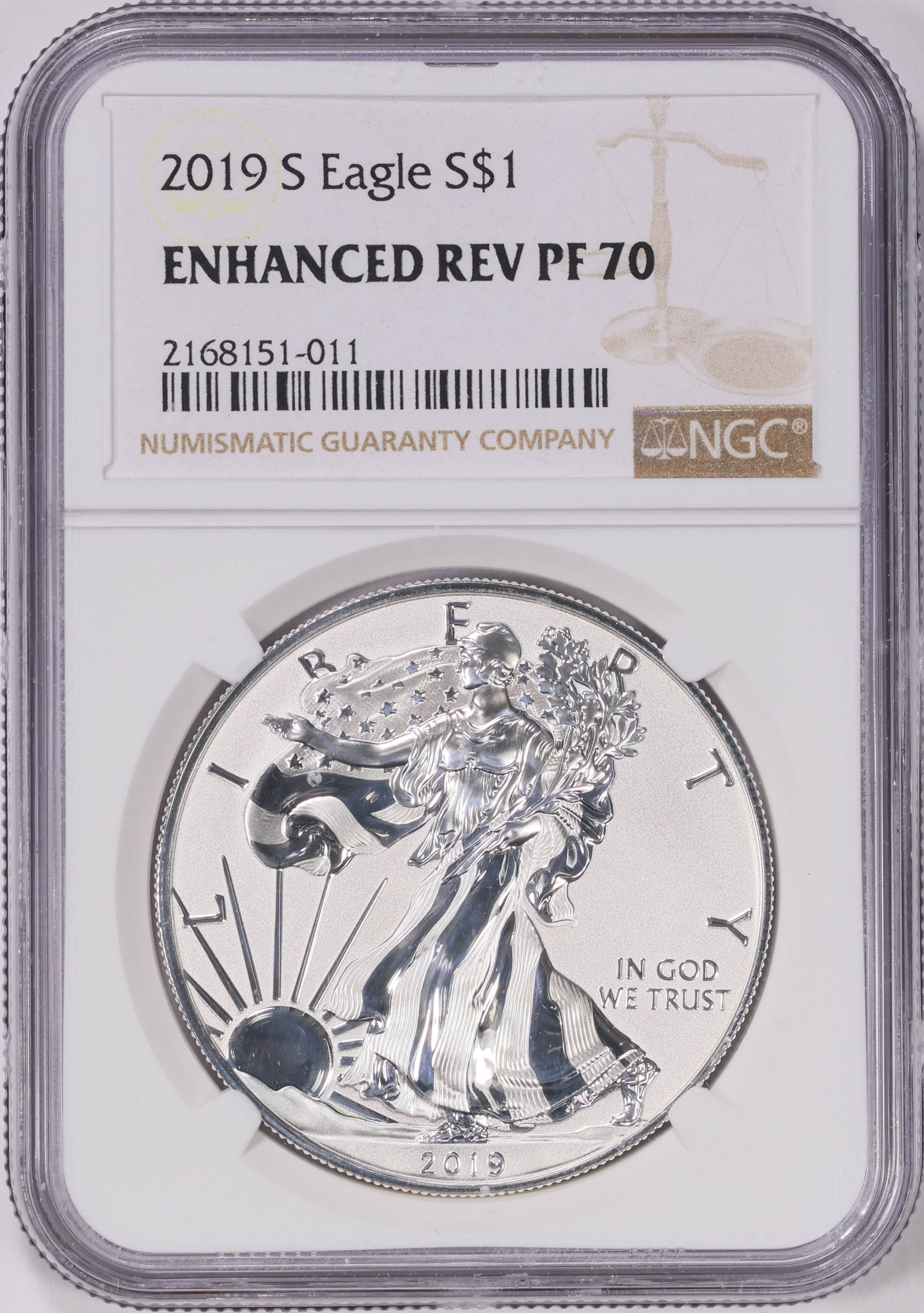 2019-S $1 Silver Eagle Enhanced Reverse Proof NGC Proof-70 (Item 1839771) | GreatCollections ...