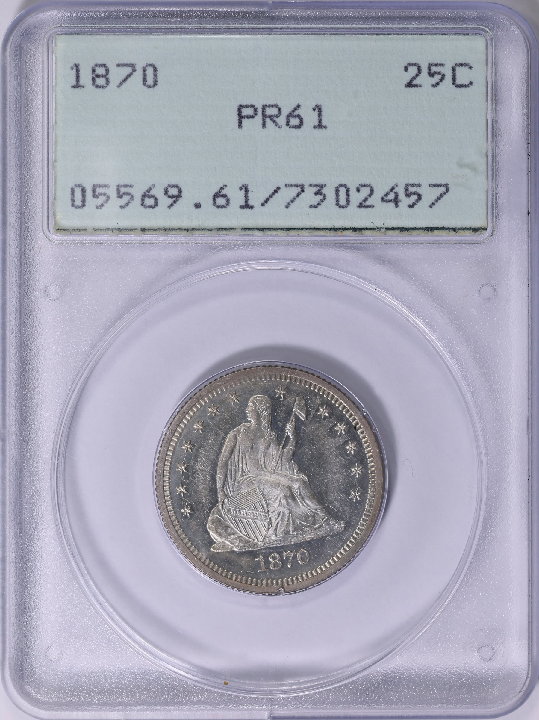1870 Seated Liberty Quarter PCGS Proof-61 OGH (1st Gen) (Item 1839811 ...
