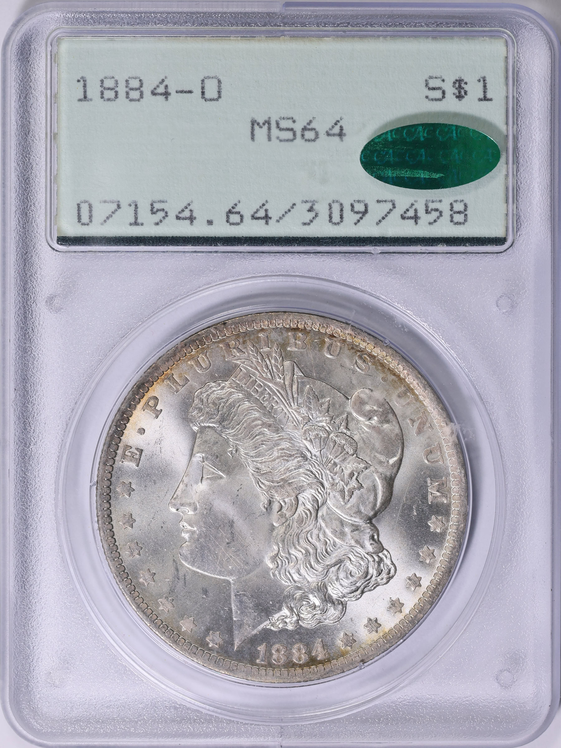 1884-O Morgan Silver Dollar PCGS MS-64 (CAC Green) OGH (1st Gen) (Item 1839813 ...