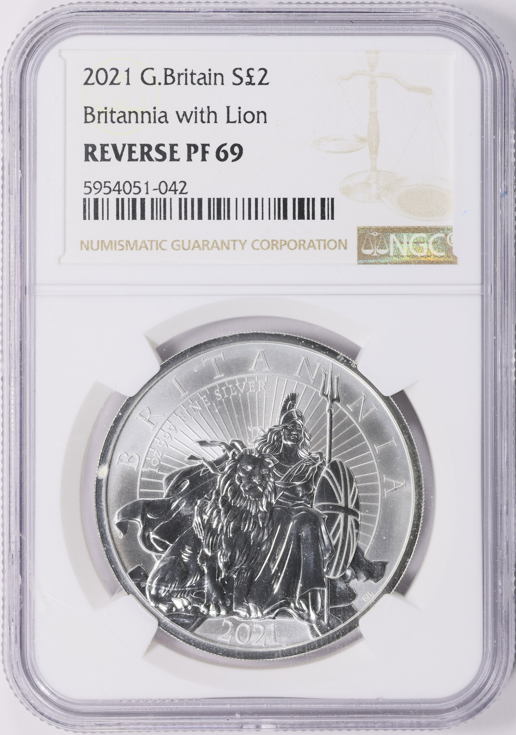 Great Britain 2021 Silver £2 Britannia Seated With Lion Reverse Proof ...