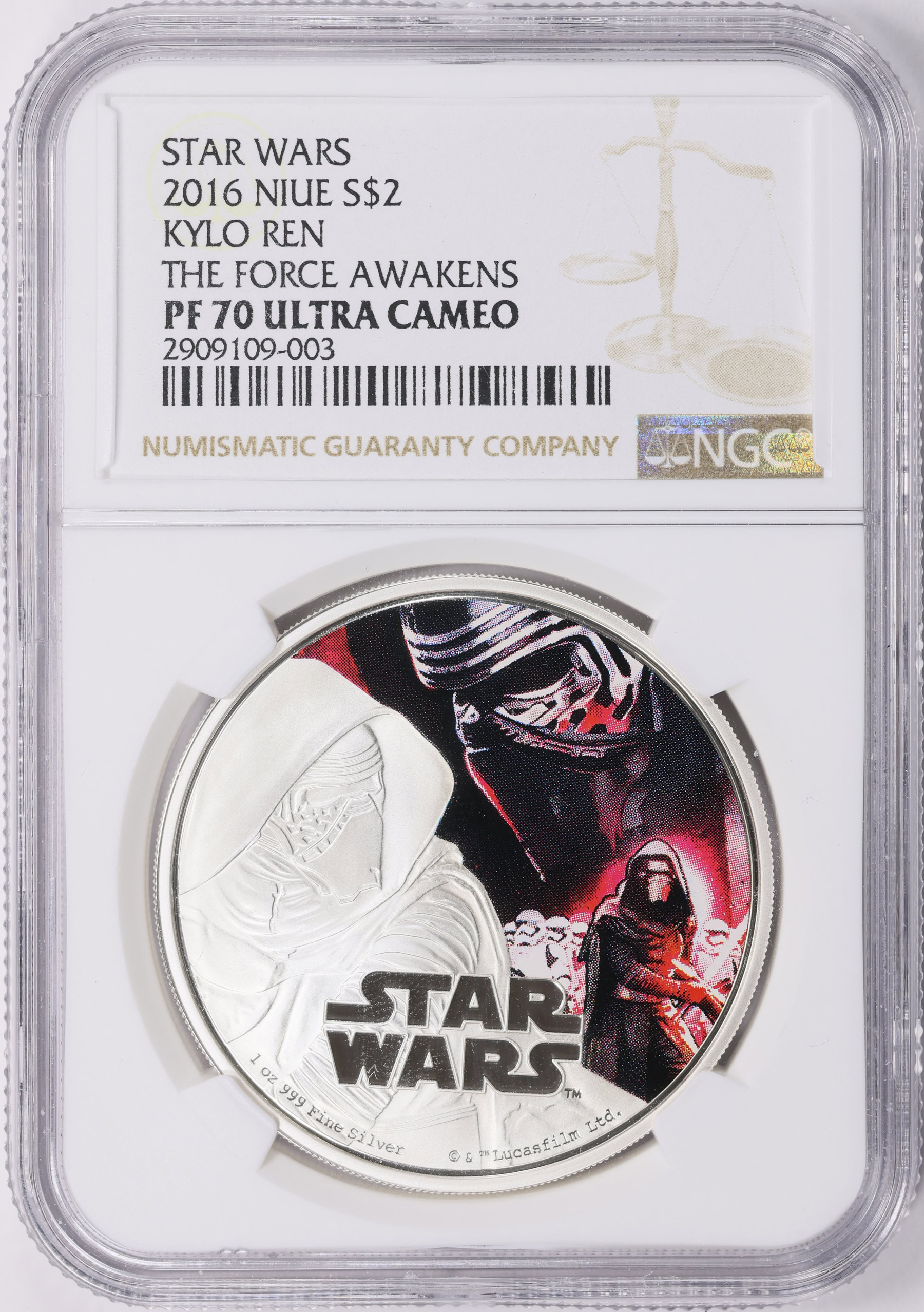 Niue 2016 Colorized Silver $2 Star Wars Kylo Ren The Force Awakens NGC ...