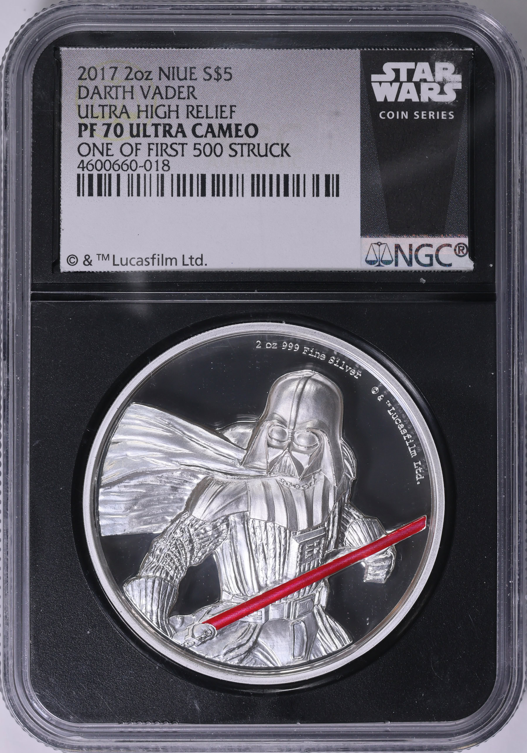 Niue 2017 Silver $5 Star Wars Darth Vader Ultra High Relief KM-1497 NGC ...