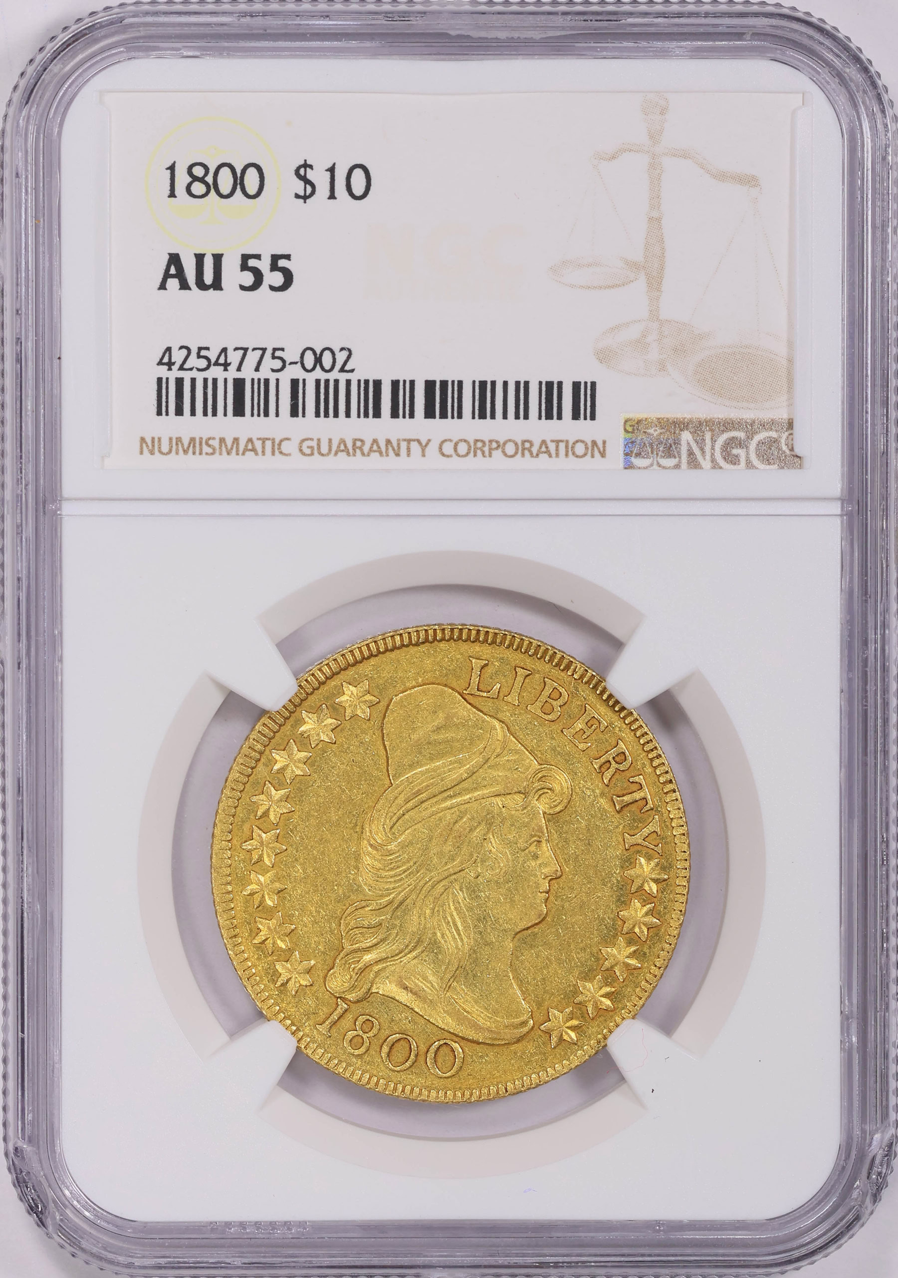 1800 Capped Bust Gold Eagle NGC AU-55 (Item 1839882) | GreatCollections ...