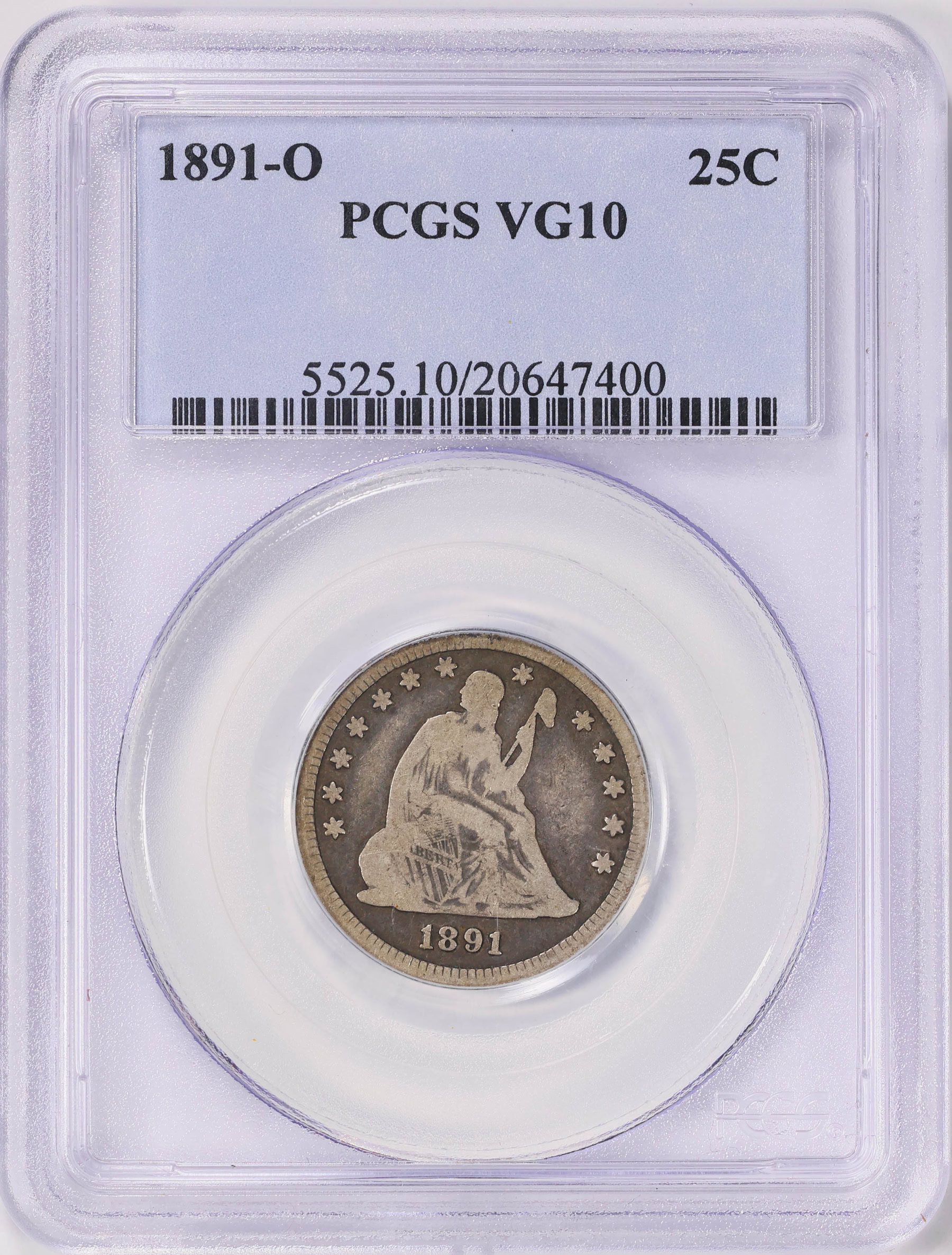 1891-O Seated Liberty Quarter PCGS VG-10 (Item 1839890) | GreatCollections Coin Auctions