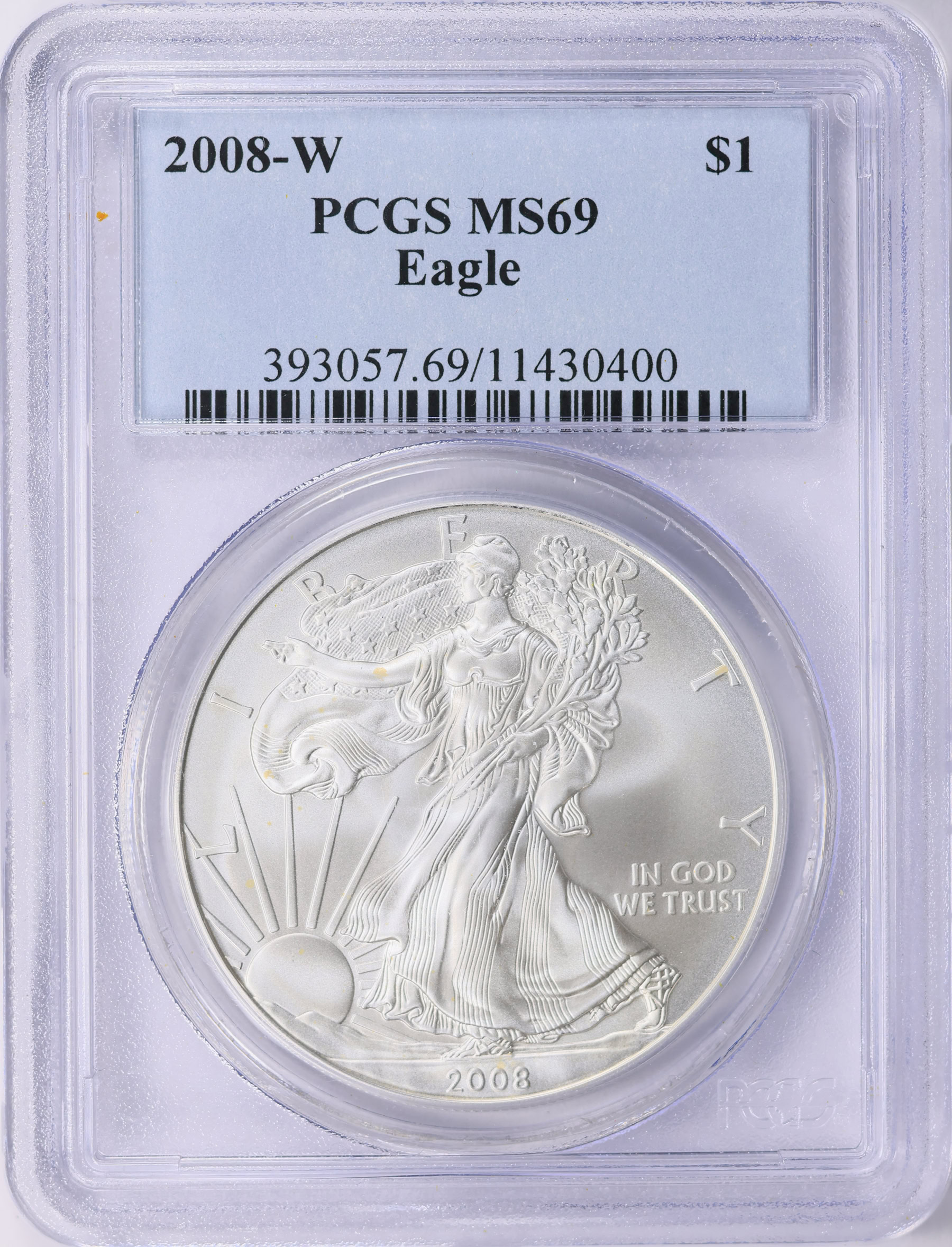 2008-W $1 Silver Eagle Burnished PCGS MS-69 (Item 1839917) | GreatCollections Coin Auctions