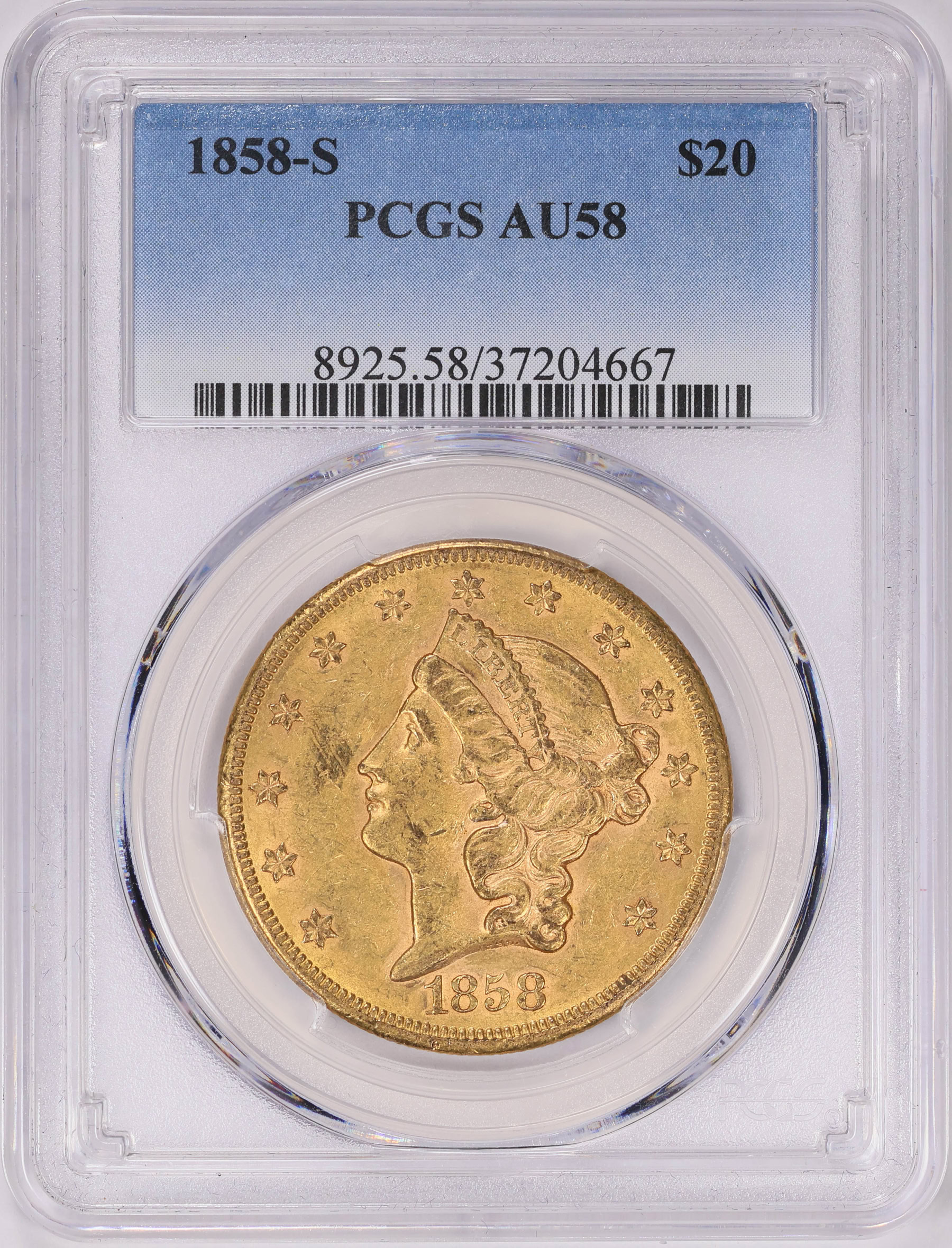 1858-S Liberty Gold Double Eagle PCGS AU-58 (Item 1839933 ...