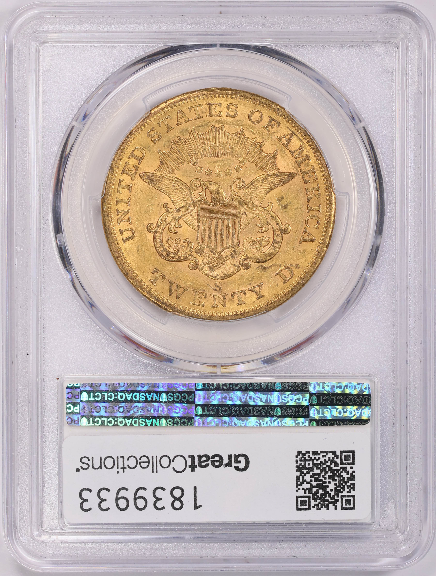 1858-S Liberty Gold Double Eagle PCGS AU-58 (Item 1839933 ...