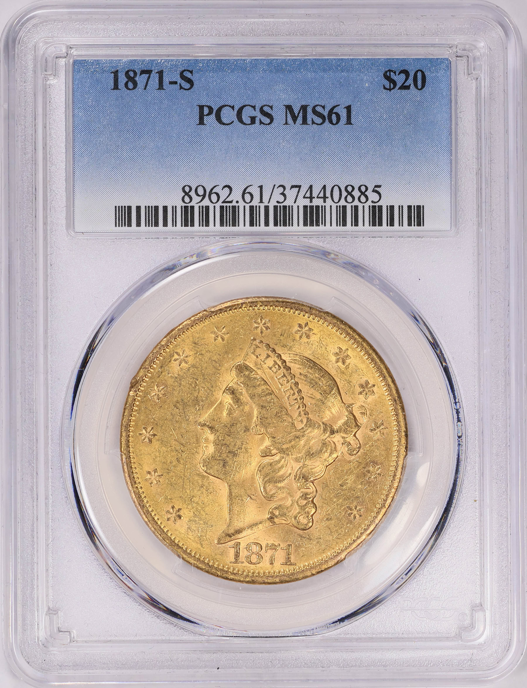 1871-S Liberty Gold Double Eagle PCGS MS-61 (Item 1839934) | GreatCollections Coin Auctions