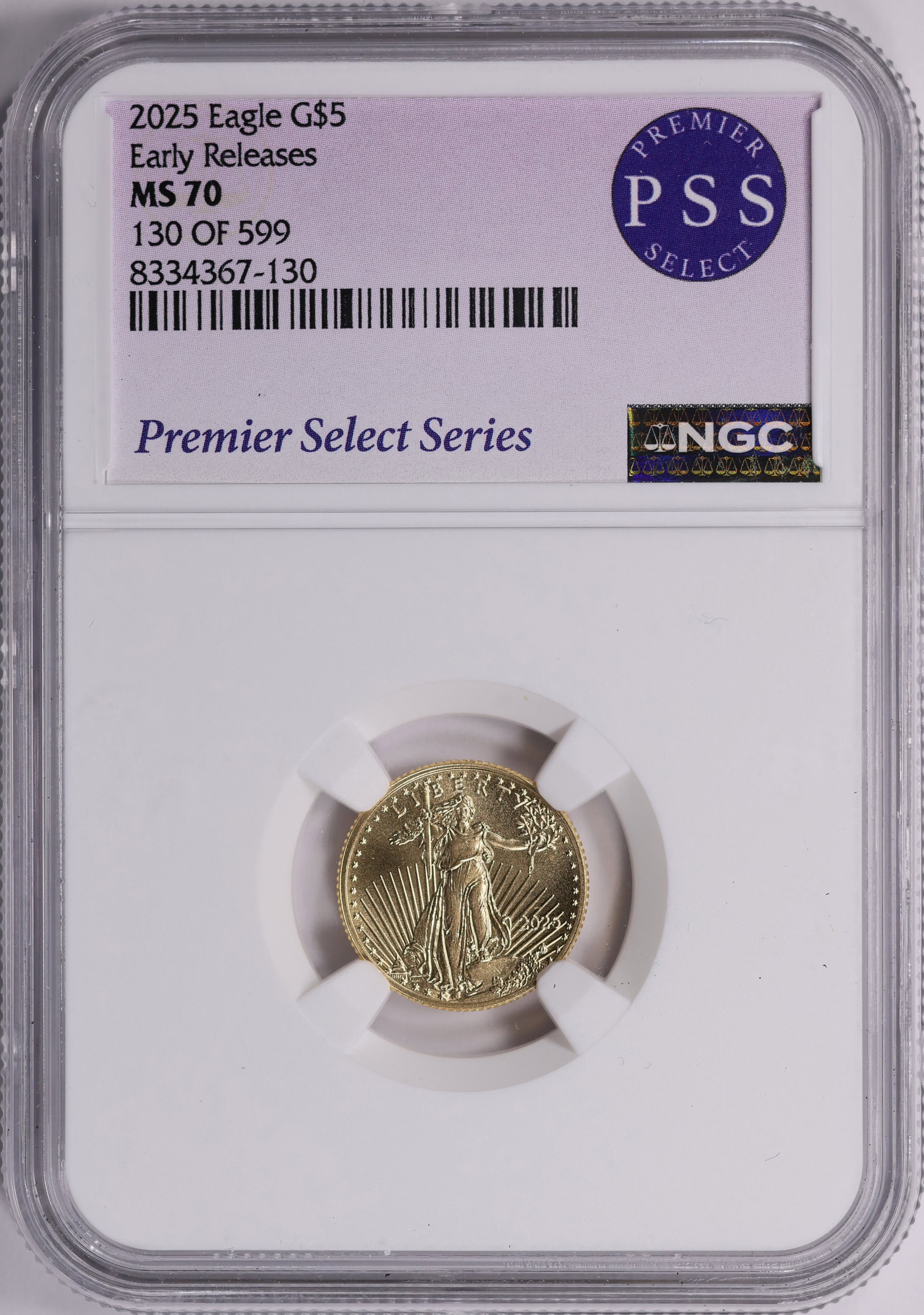 2025 $5 Tenth-Ounce Gold American Eagle Early Releases NGC MS-70 ...