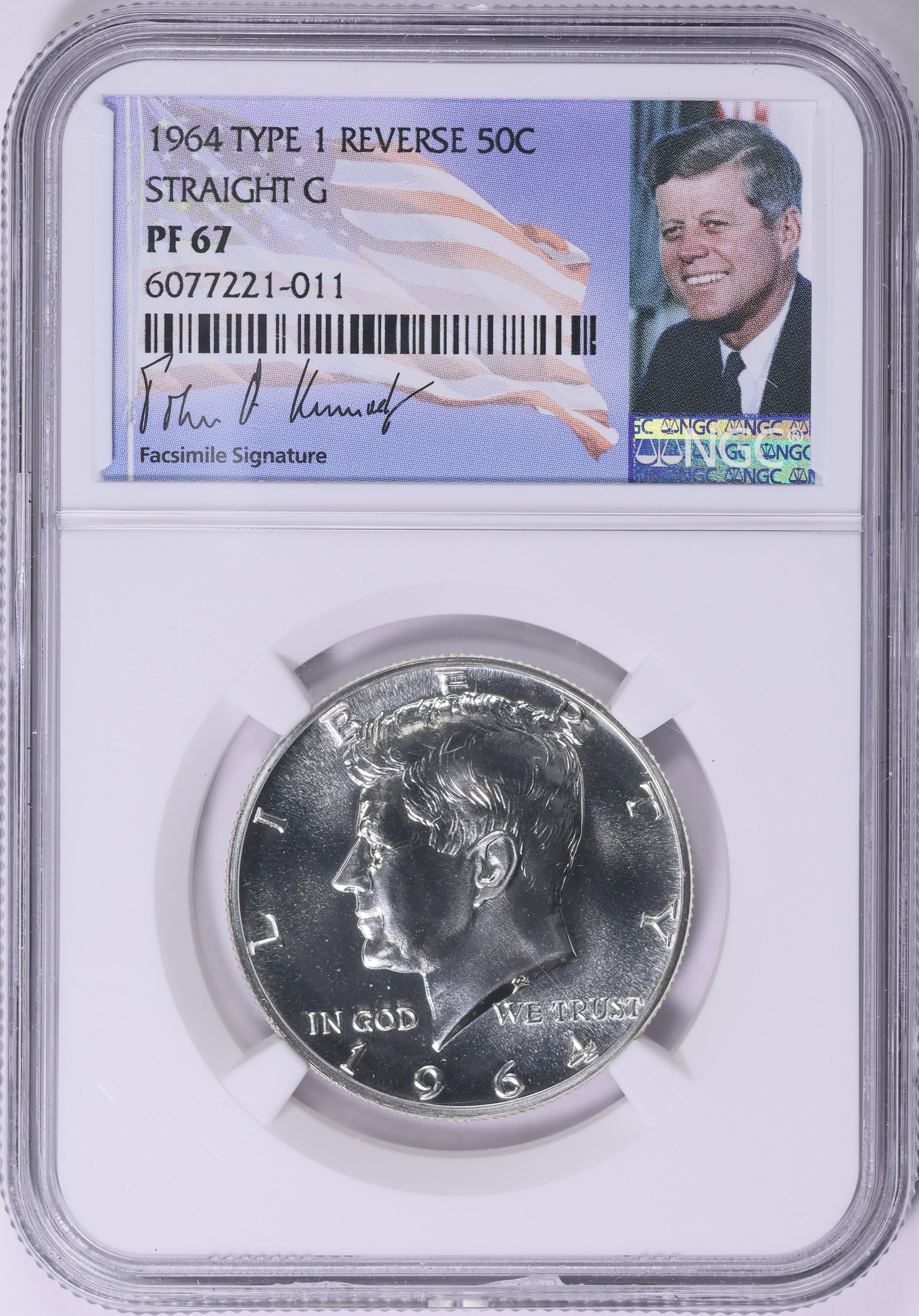 1964 Kennedy Half Dollar Type 1 Reverse Straight G NGC Proof-67 (John F ...