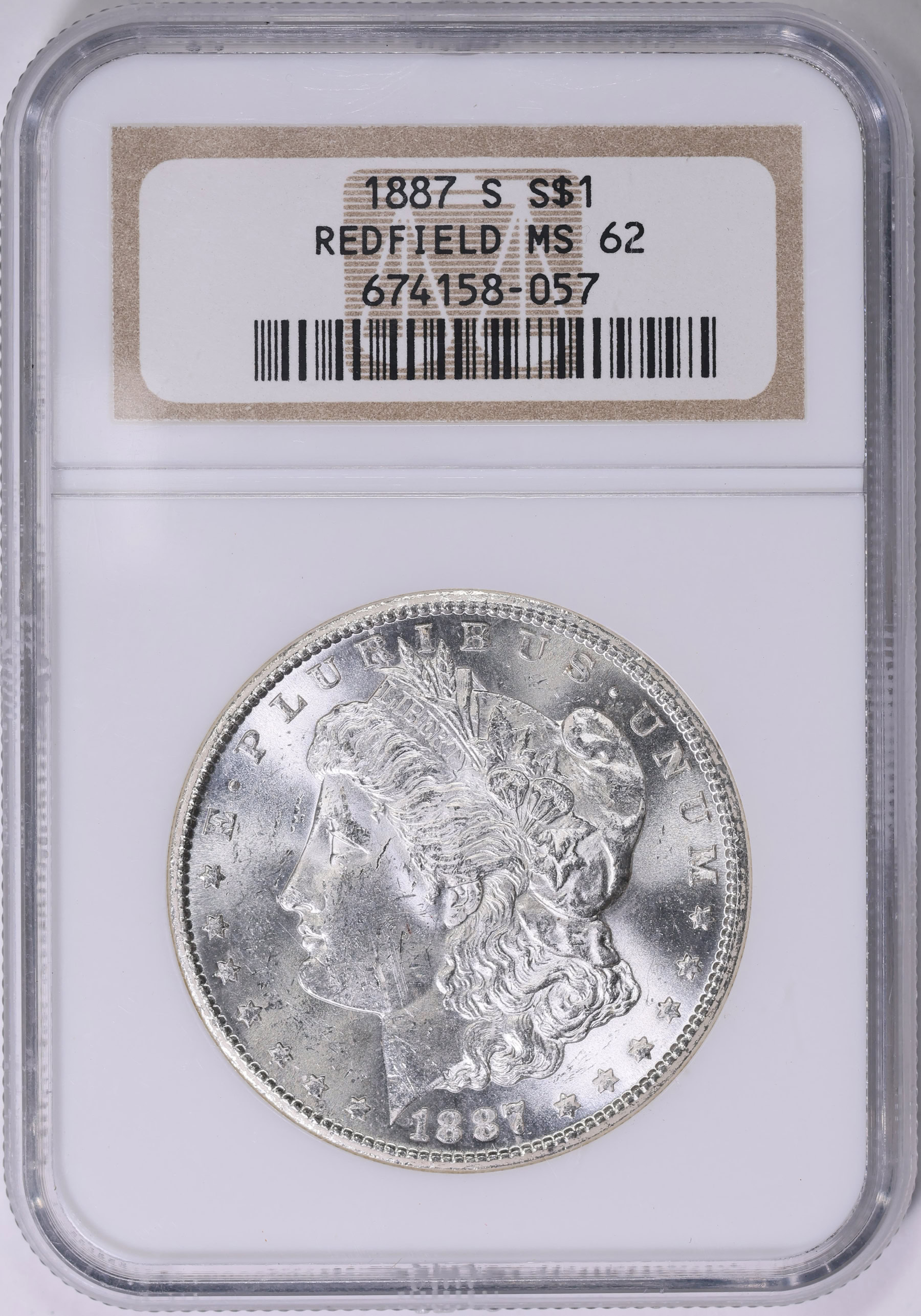 1887-S Morgan Silver Dollar NGC MS-62 (Redfield Collection) (Item 1840255) | GreatCollections ...