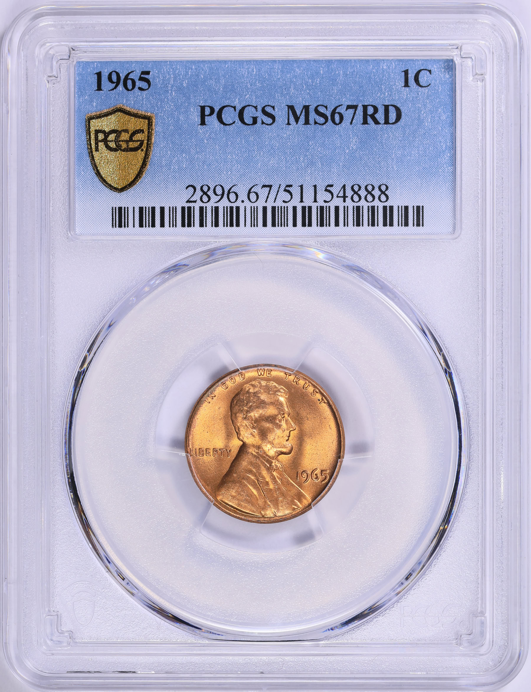 1965 Lincoln Cent PCGS MS-67 RD (Item 1840329) | GreatCollections Coin Auctions