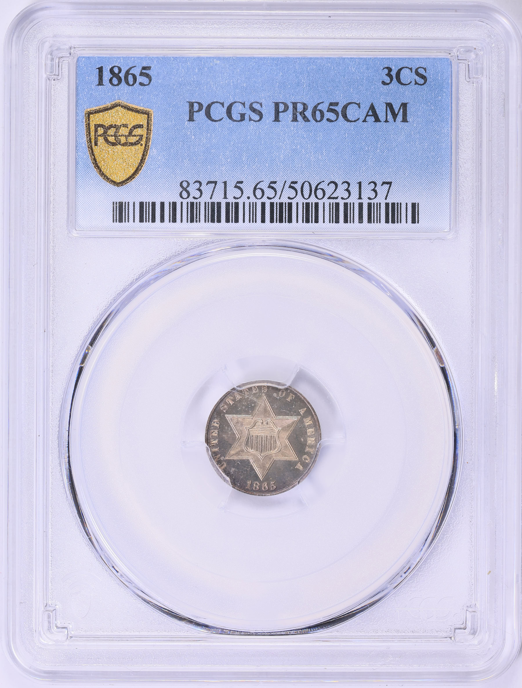 1865 Silver Three-Cent Piece PCGS Proof-65 CAMEO (Item 1840342 ...