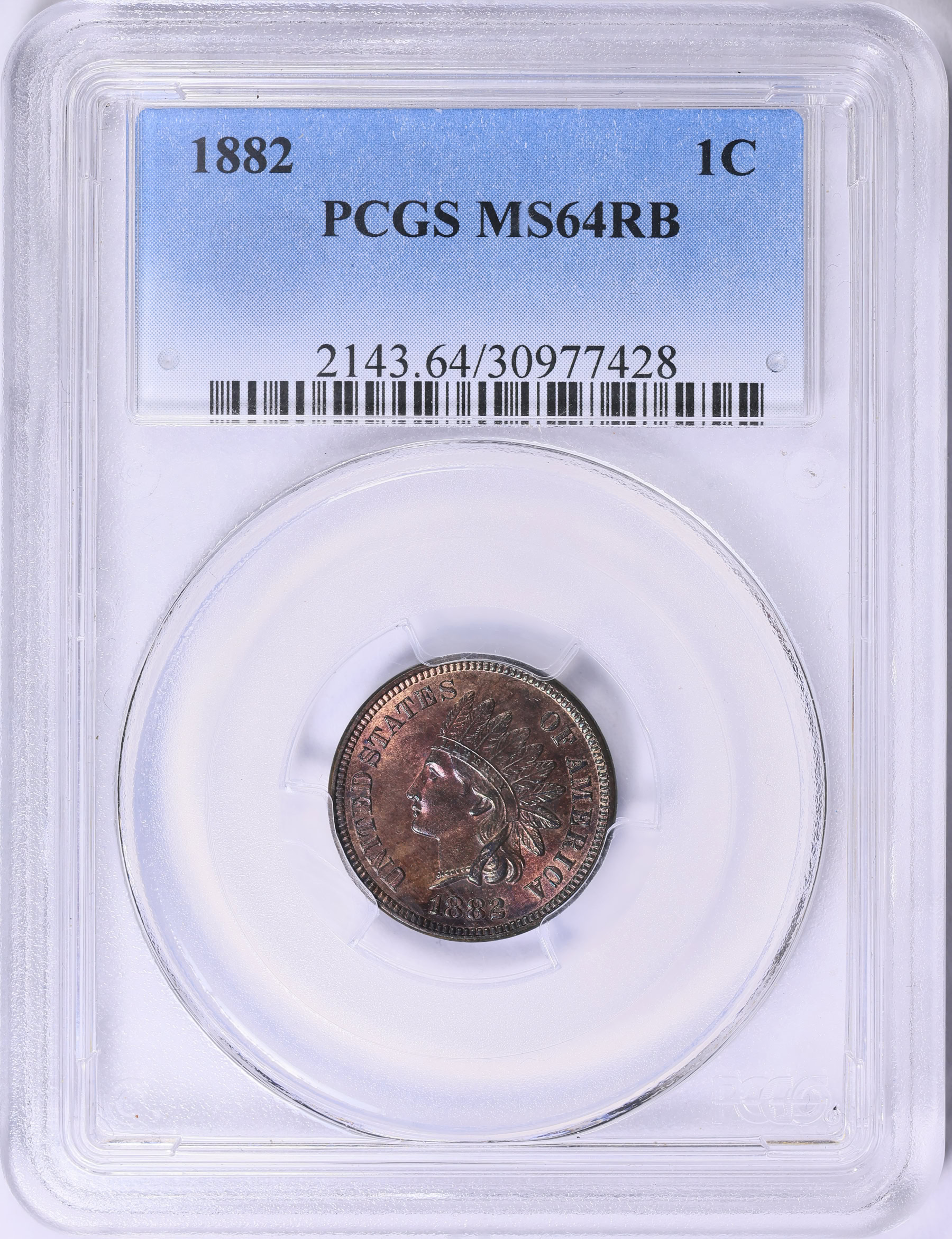 1882 Indian Cent PCGS MS-64 RB (Toned) (Item 1840419) | GreatCollections Coin Auctions