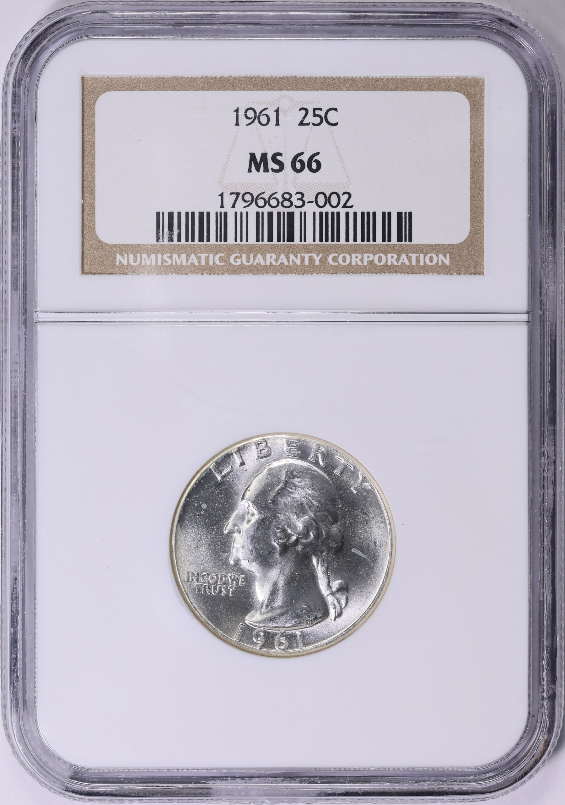 1961 Washington Quarter NGC MS-66 (Item 1840426) | GreatCollections ...