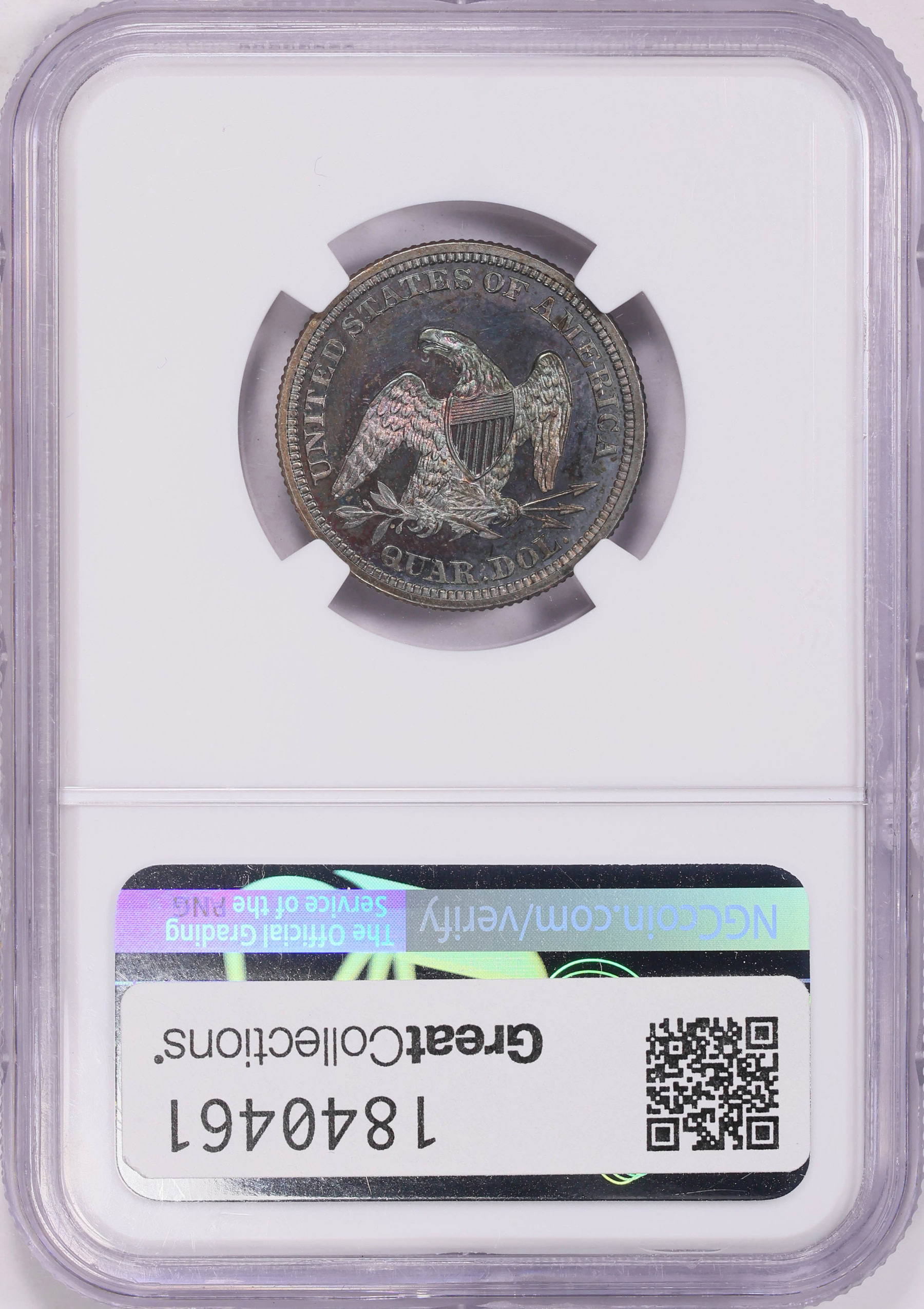 1865 Seated Liberty Quarter NGC Proof-65 (Toned) (Item 1840461 ...