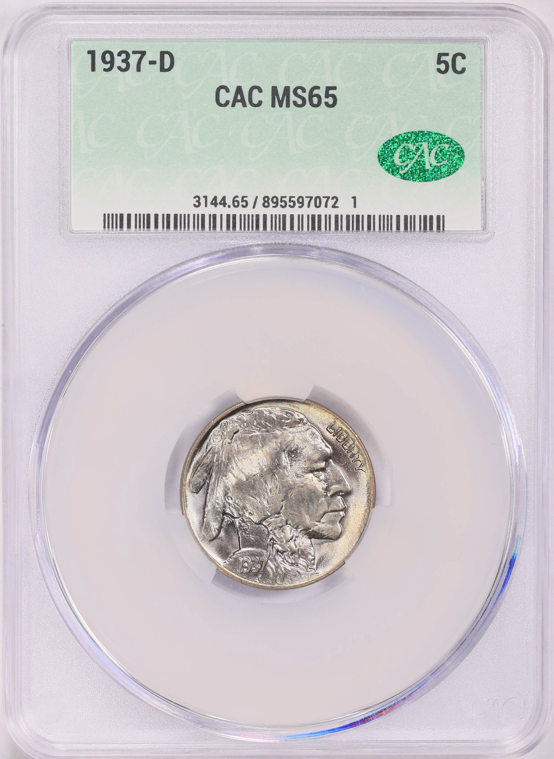 1937-D Buffalo Nickel CACG MS-65 (Item 1840463) | GreatCollections Coin Auctions
