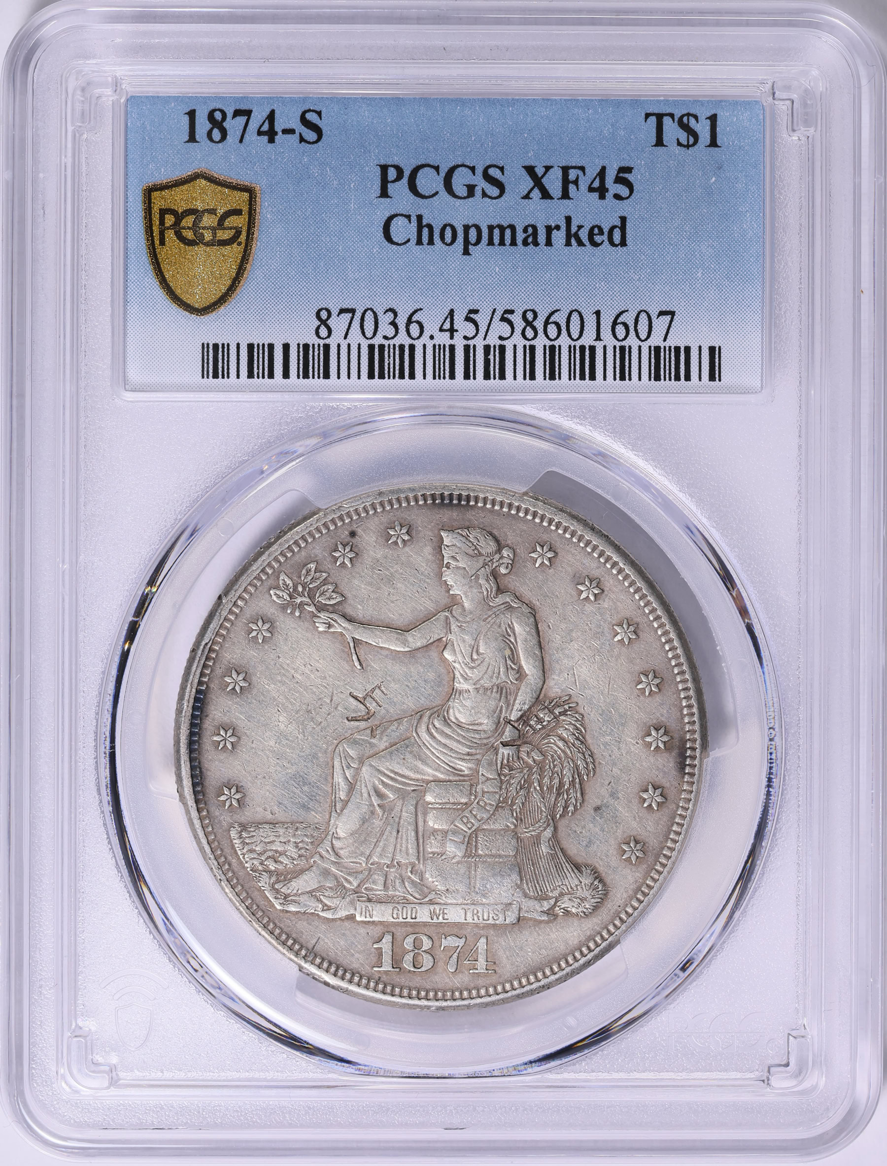 1874-S Trade Silver Dollar Chop Mark PCGS XF-45 (Item 1840464 ...