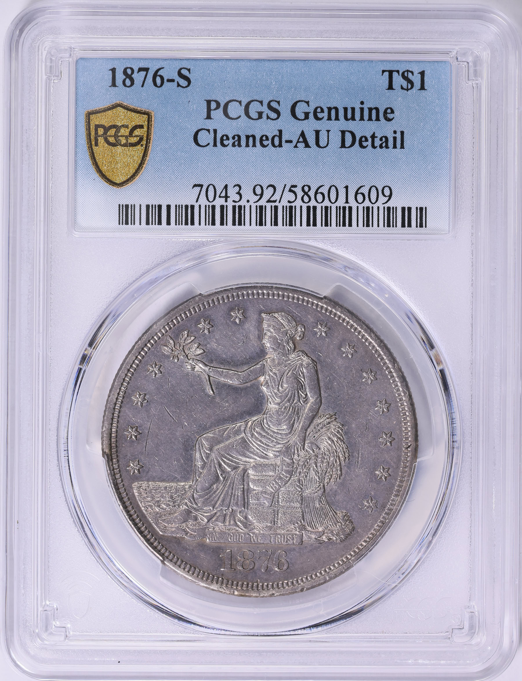 1876-S Trade Silver Dollar PCGS Genuine AU Details (Item 1840466) | GreatCollections Coin Auctions