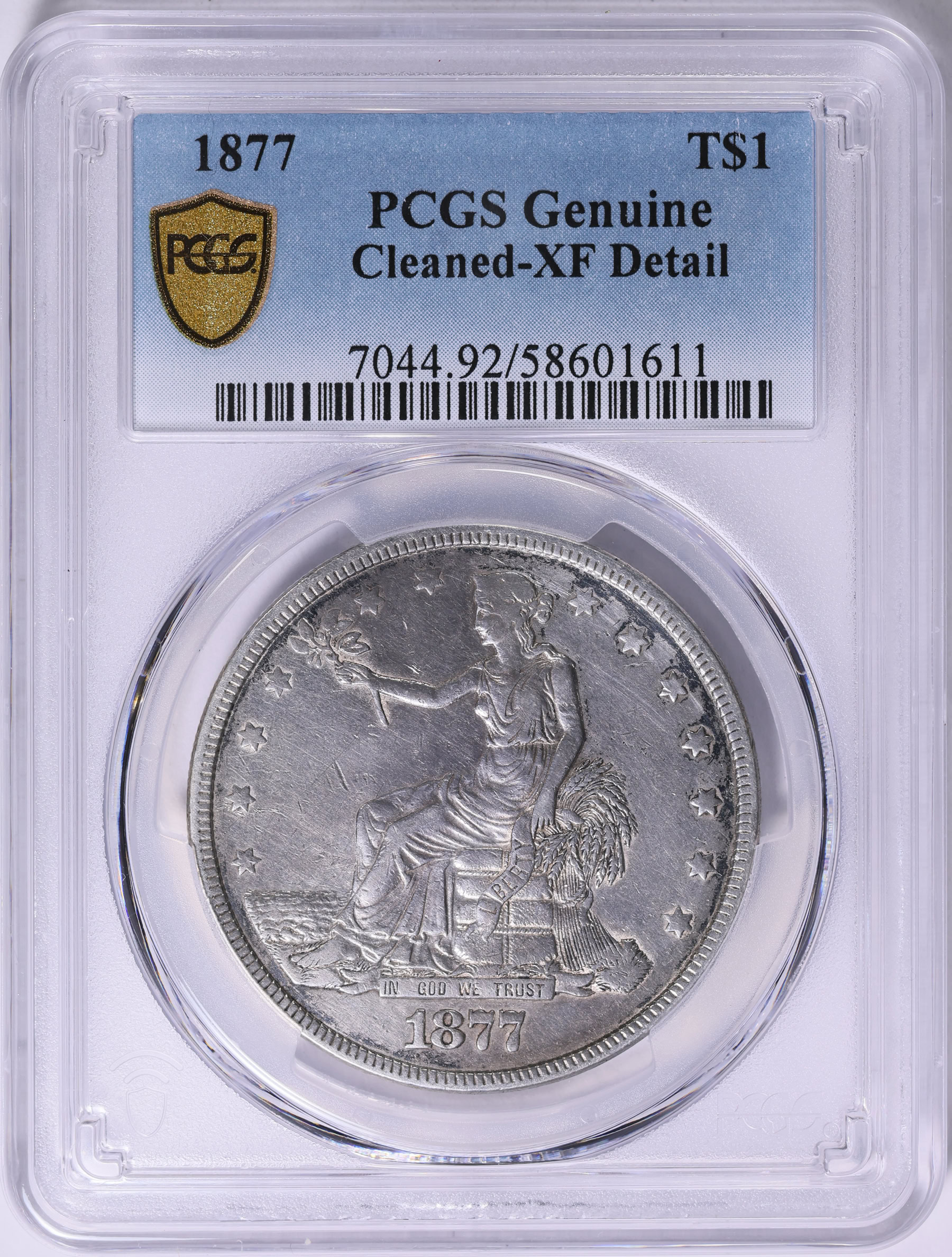 1877 Trade Silver Dollar PCGS Genuine XF Details (Item 1840468) | GreatCollections Coin Auctions