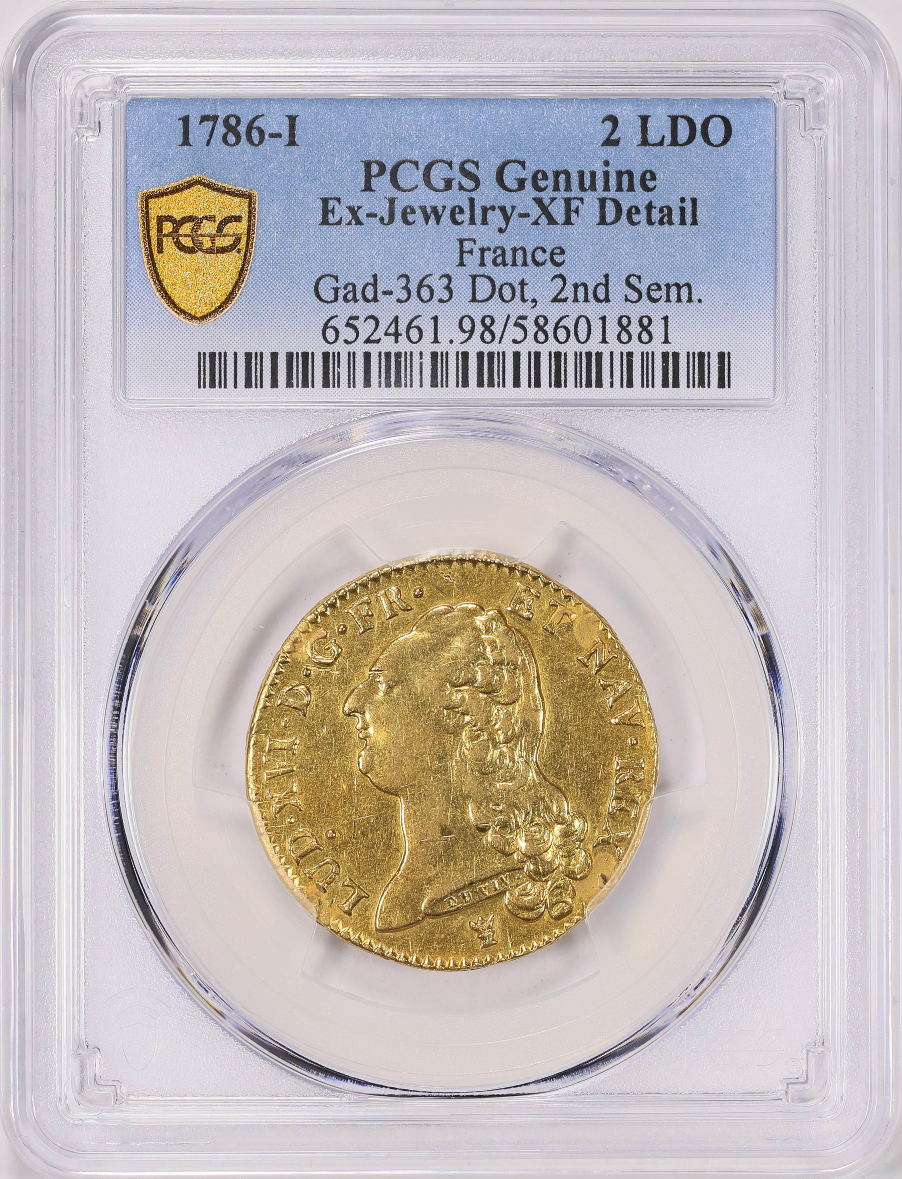 France 1786-I Gold 2 Louis D'Or With Dot 2nd Semester KM-592.7 PCGS ...