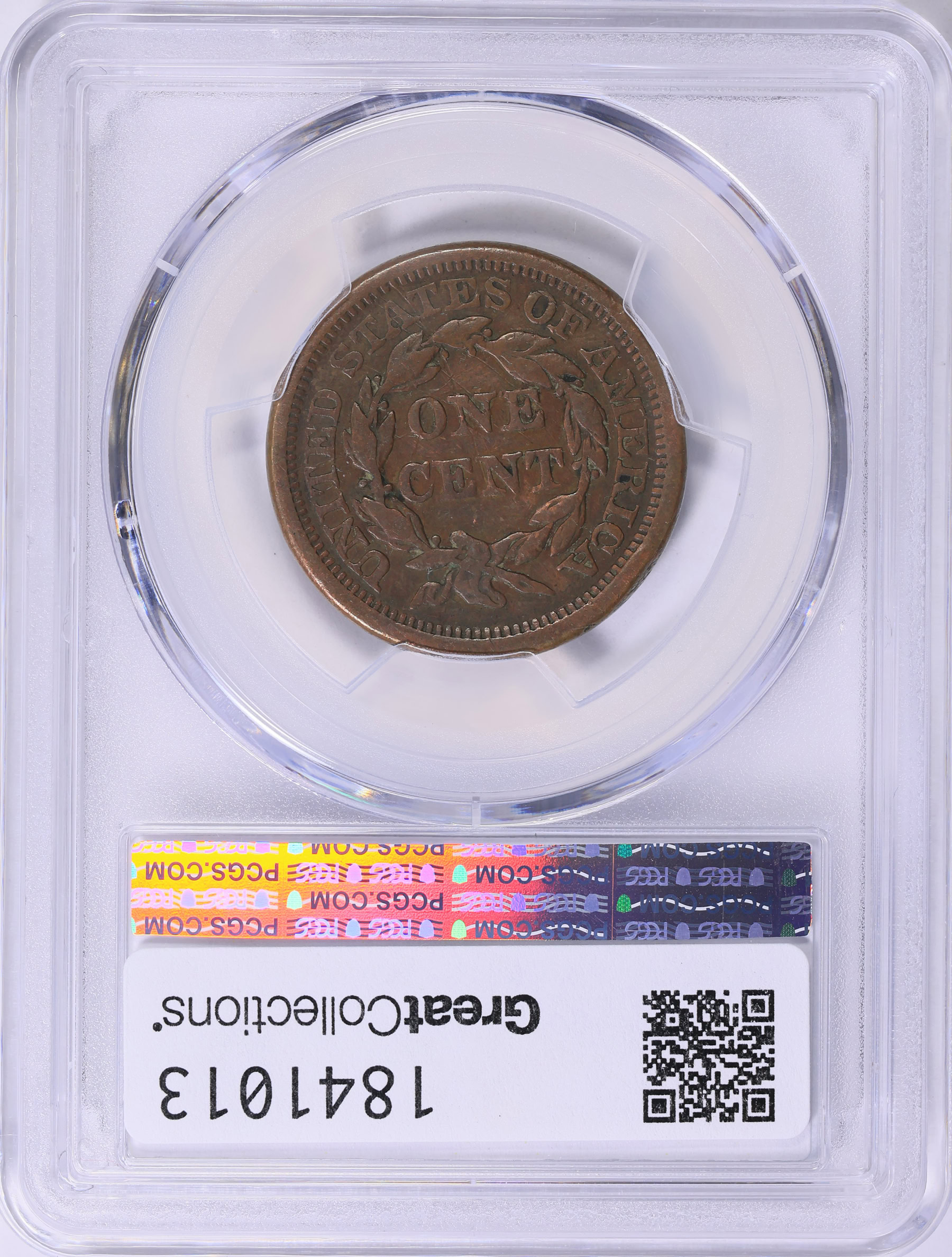 1856 Braided Hair Cent Slanted 5 PCGS Genuine Fine Details (Item ...