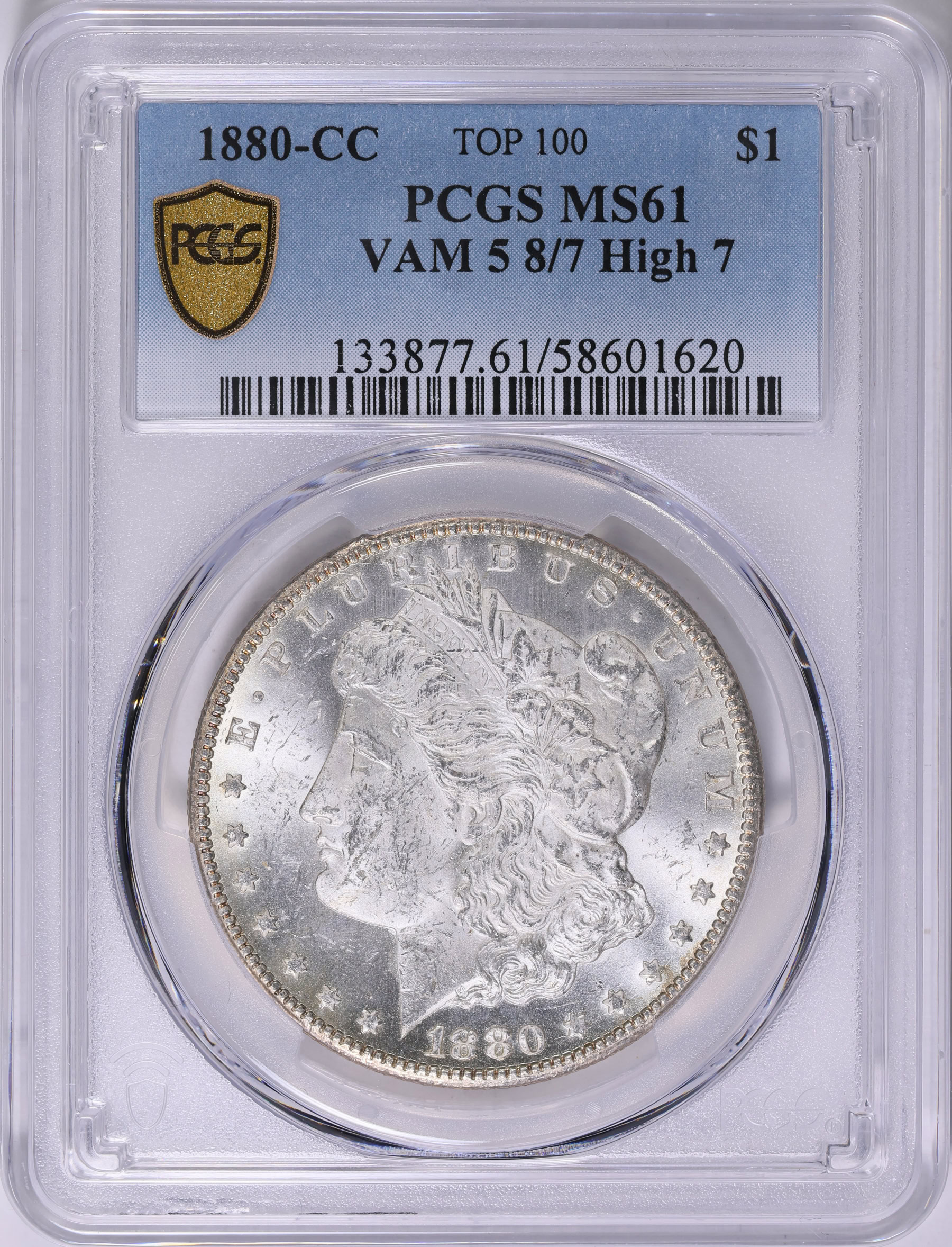 1880-CC Morgan Silver Dollar 8/7 High 7 VAM-5 Top 100 PCGS MS-61 (Item 1841033 ...