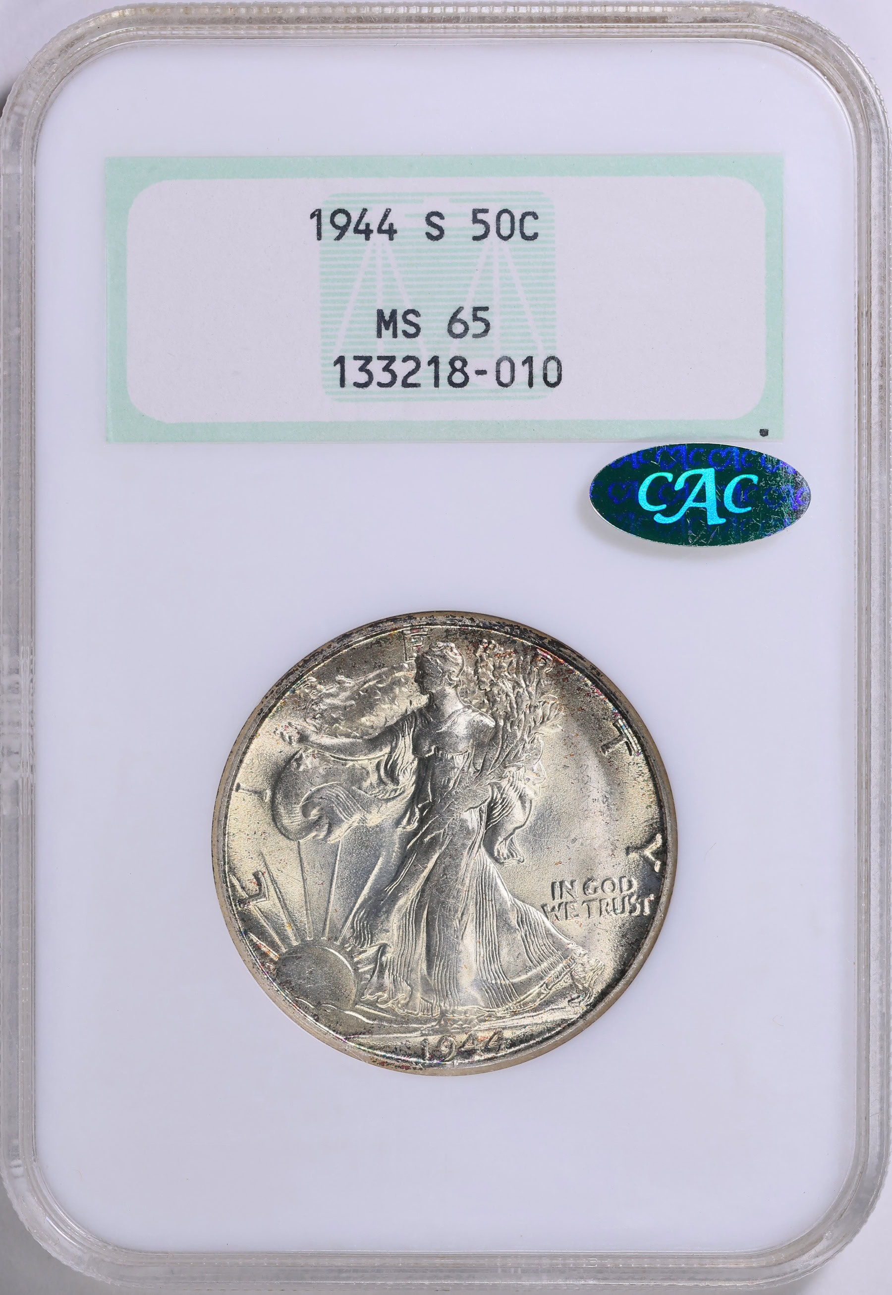 1944-S Walking Liberty Half Dollar NGC MS-65 (CAC Green) OH (Item 1841096) | GreatCollections ...