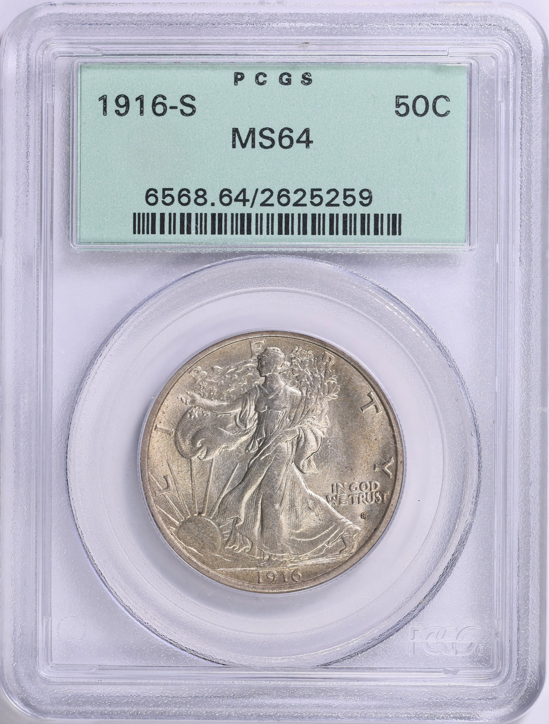 1916-S Walking Liberty Half Dollar PCGS MS-64 OGH (Item 1841105 ...