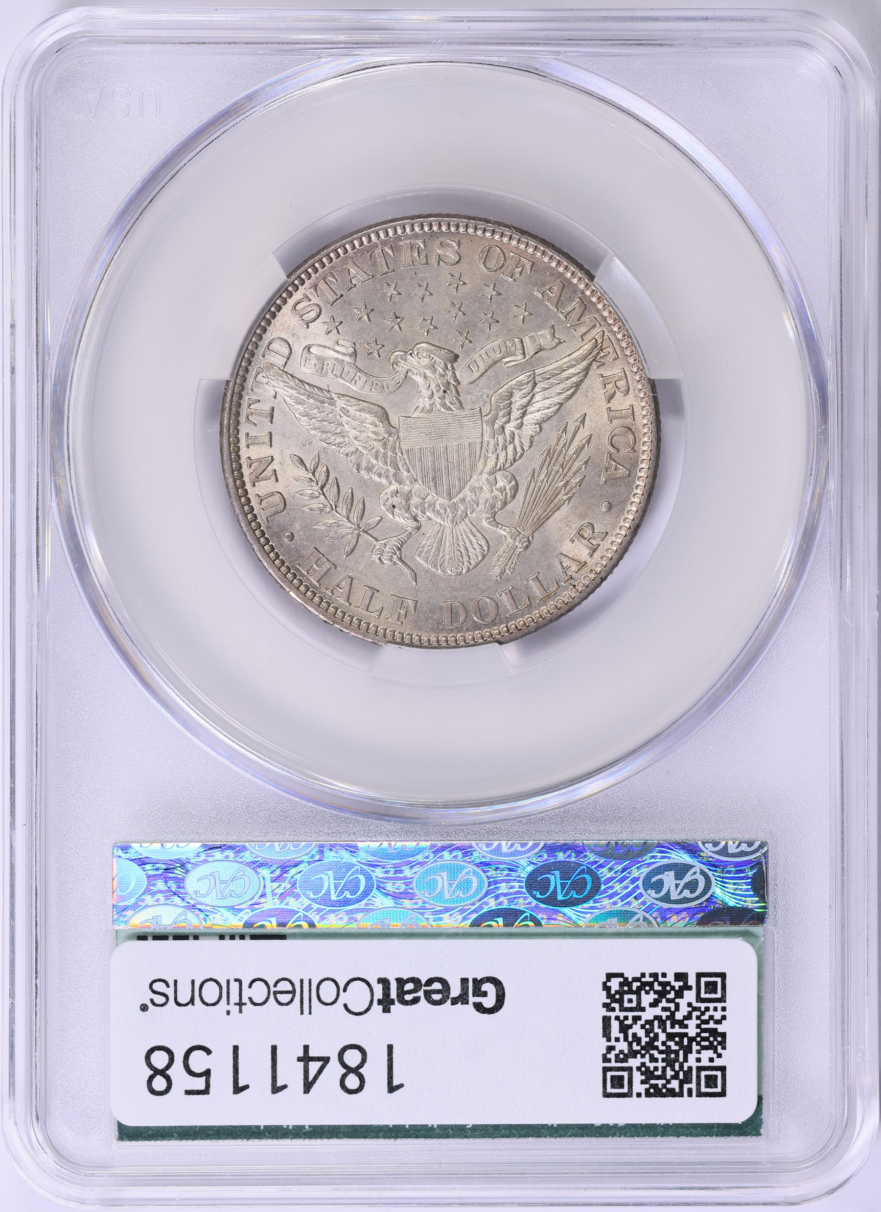 1897 Barber Half Dollar CACG AU-58 (Toned) (Item 1841158) | GreatCollections Coin Auctions