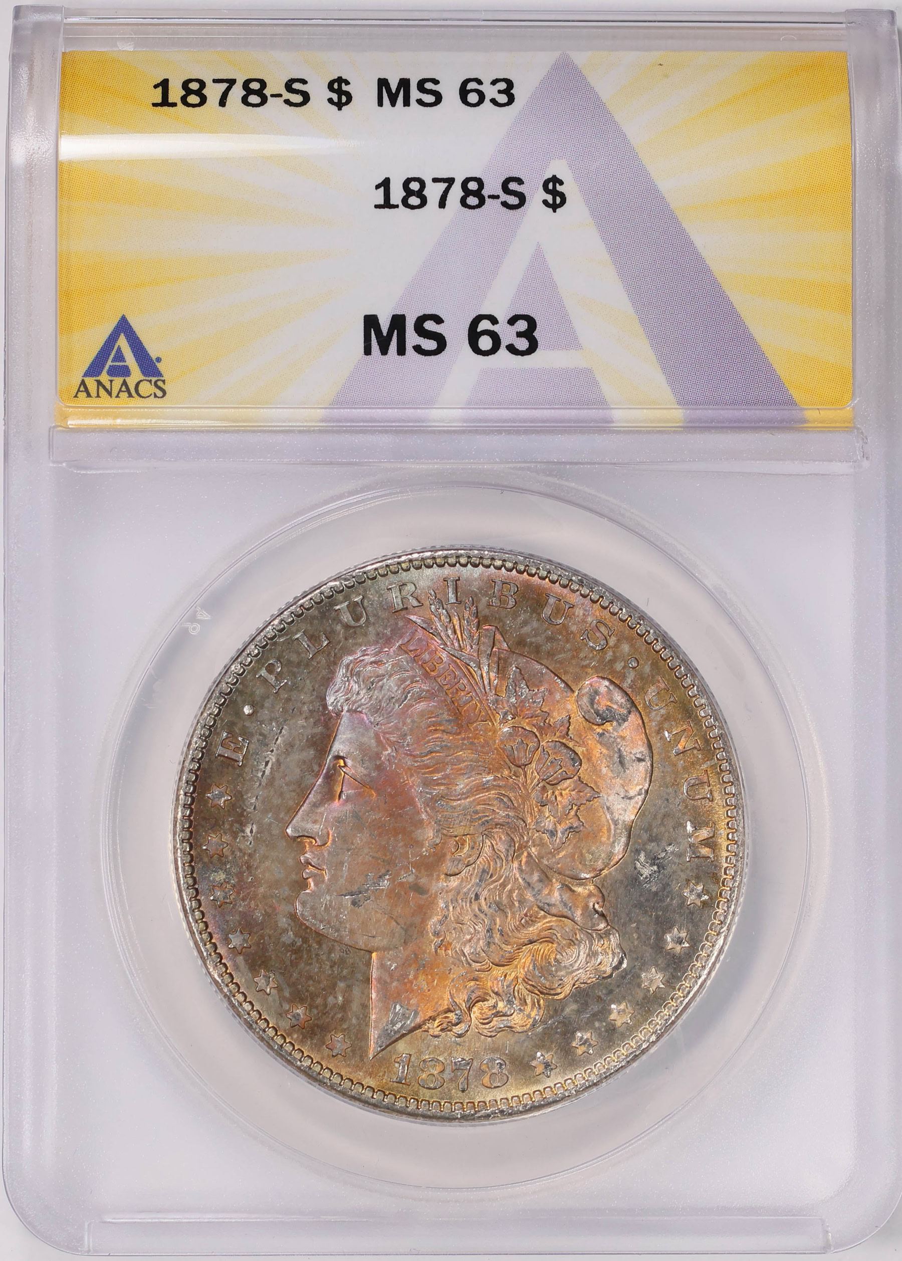 1878-S Morgan Silver Dollar ANACS MS-63 (Toned) (Item 1841172) | GreatCollections Coin Auctions