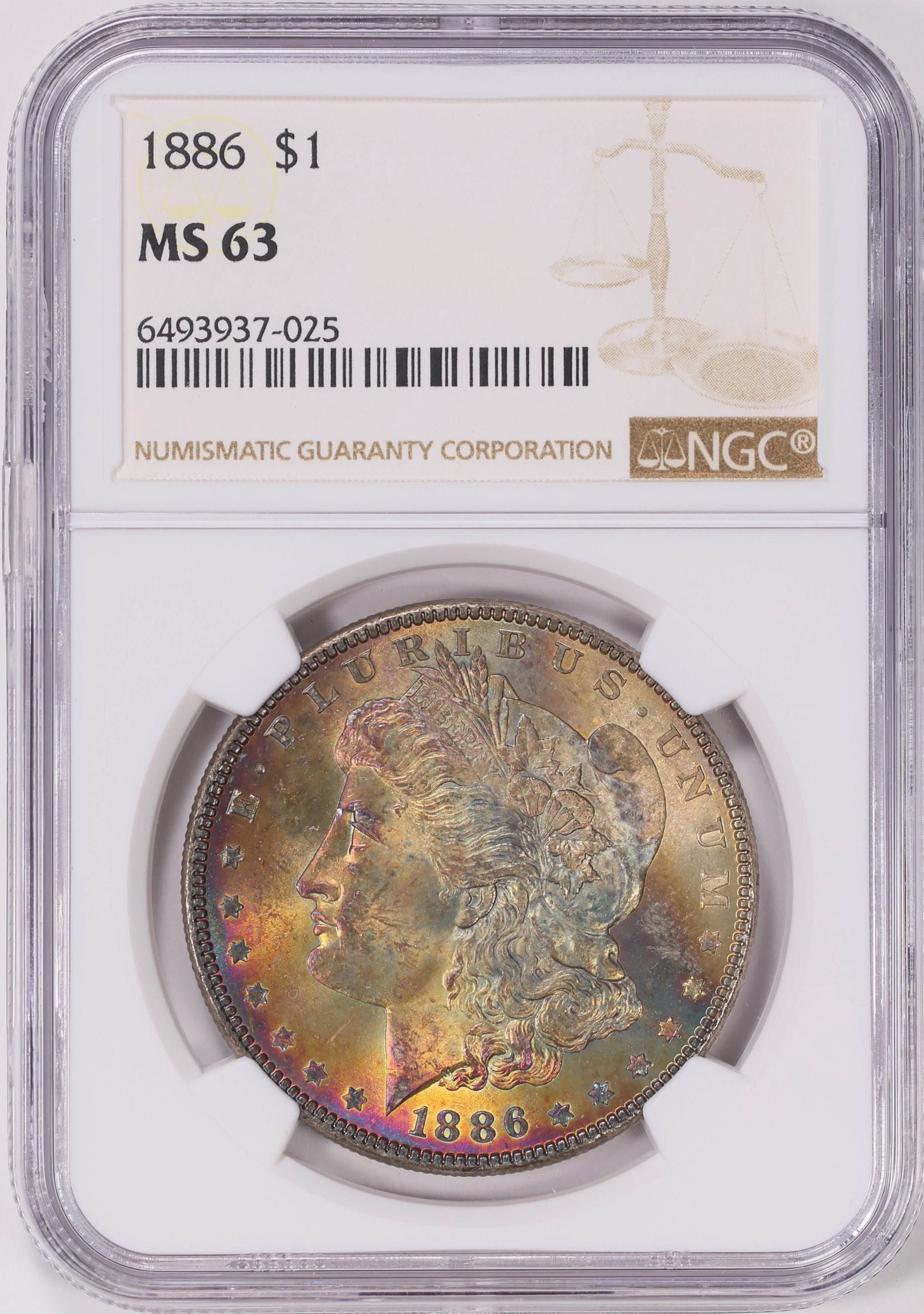 1886 Morgan Silver Dollar NGC MS-63 (Toned) (Item 1841191) | GreatCollections Coin Auctions