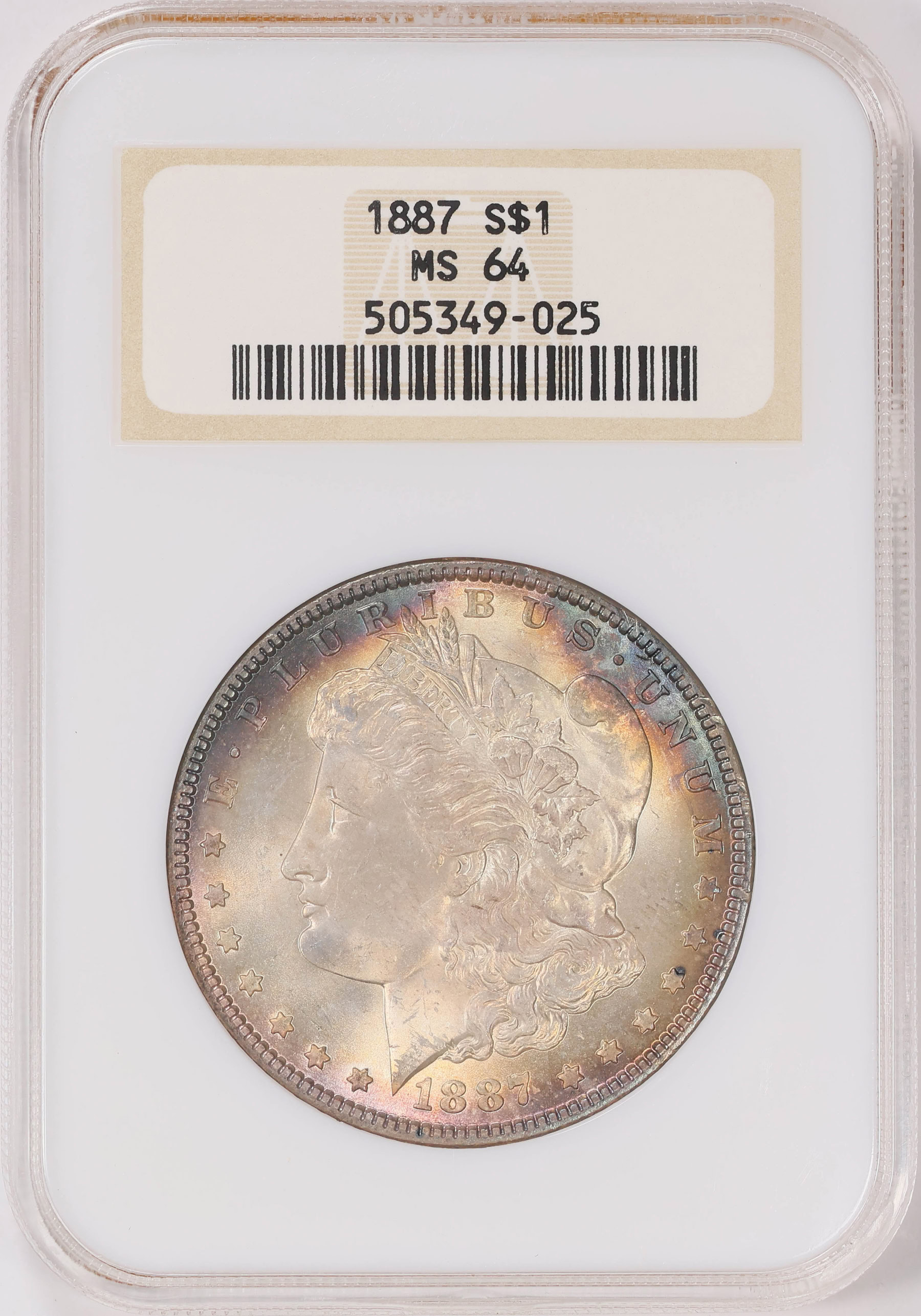 1887 Morgan Silver Dollar NGC MS-64 OH (Toned) (Item 1841192) | GreatCollections Coin Auctions