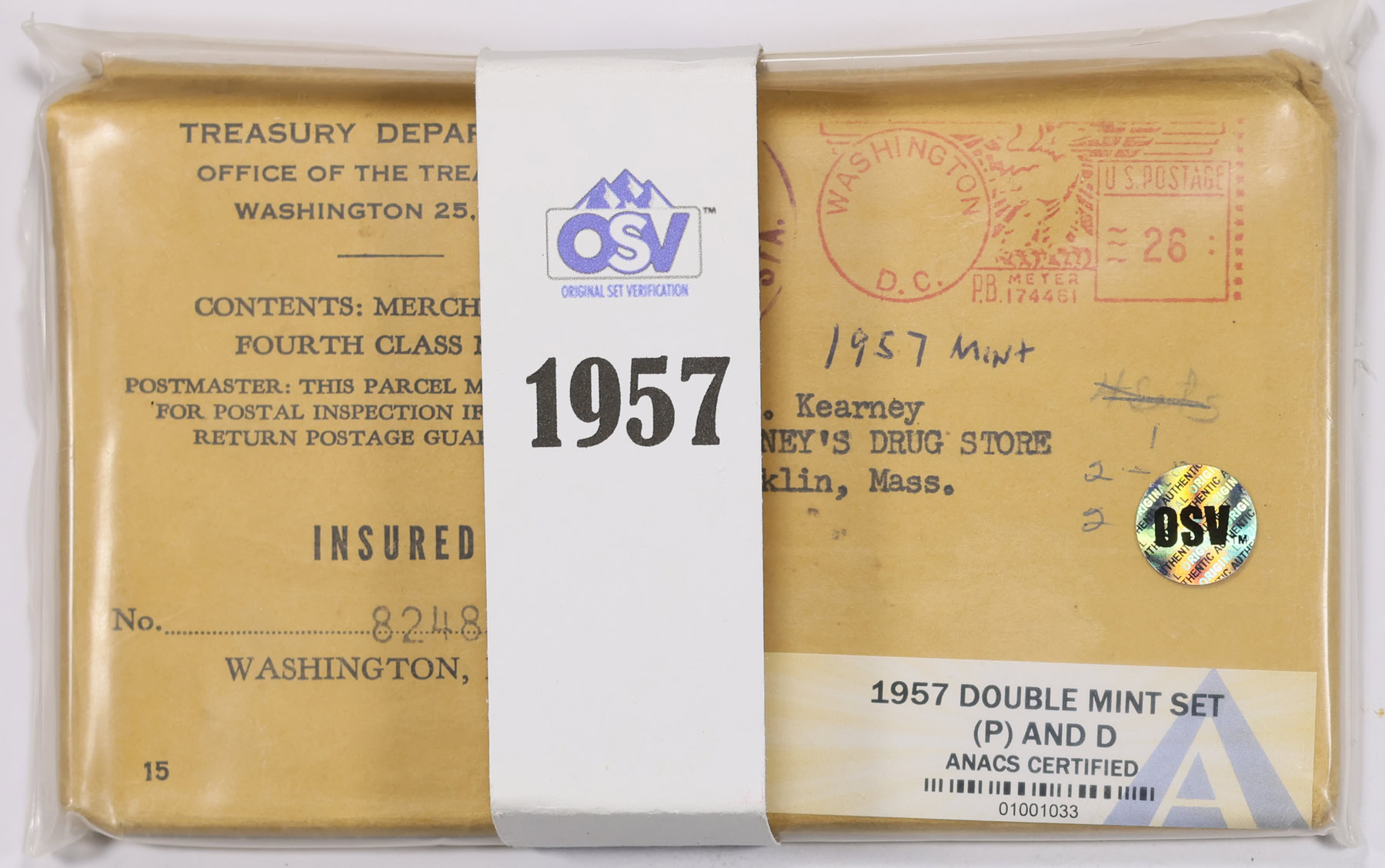 1957 U.S. Mint Double Mint Set ANACS Composite Grades MS-66.00/65.88 ...