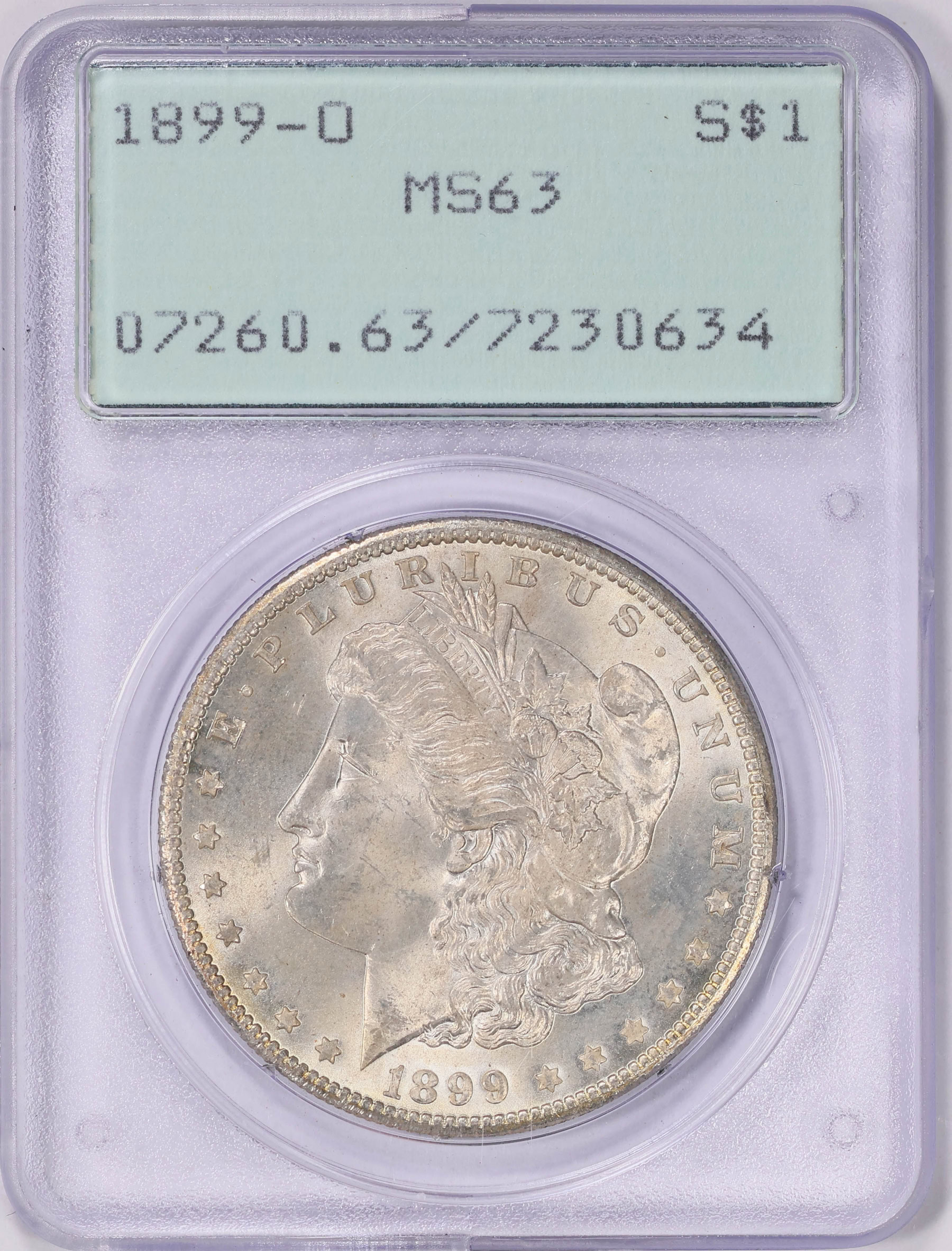 1899-O Morgan Silver Dollar PCGS MS-63 OGH (1st Gen) (Item 1841249) | GreatCollections Coin Auctions