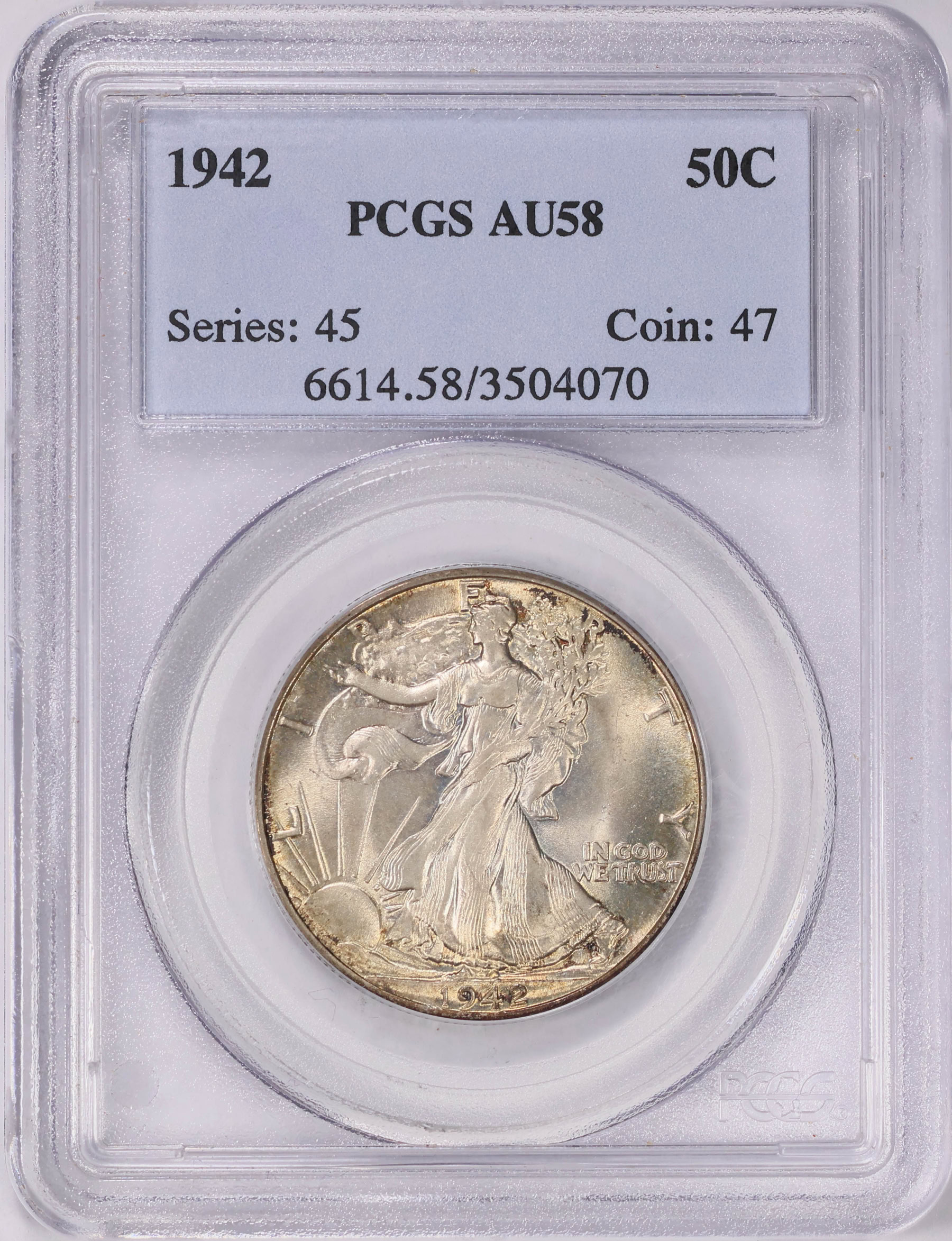 1942 Walking Liberty Half Dollar PCGS AU-58 (Item 1841264 ...