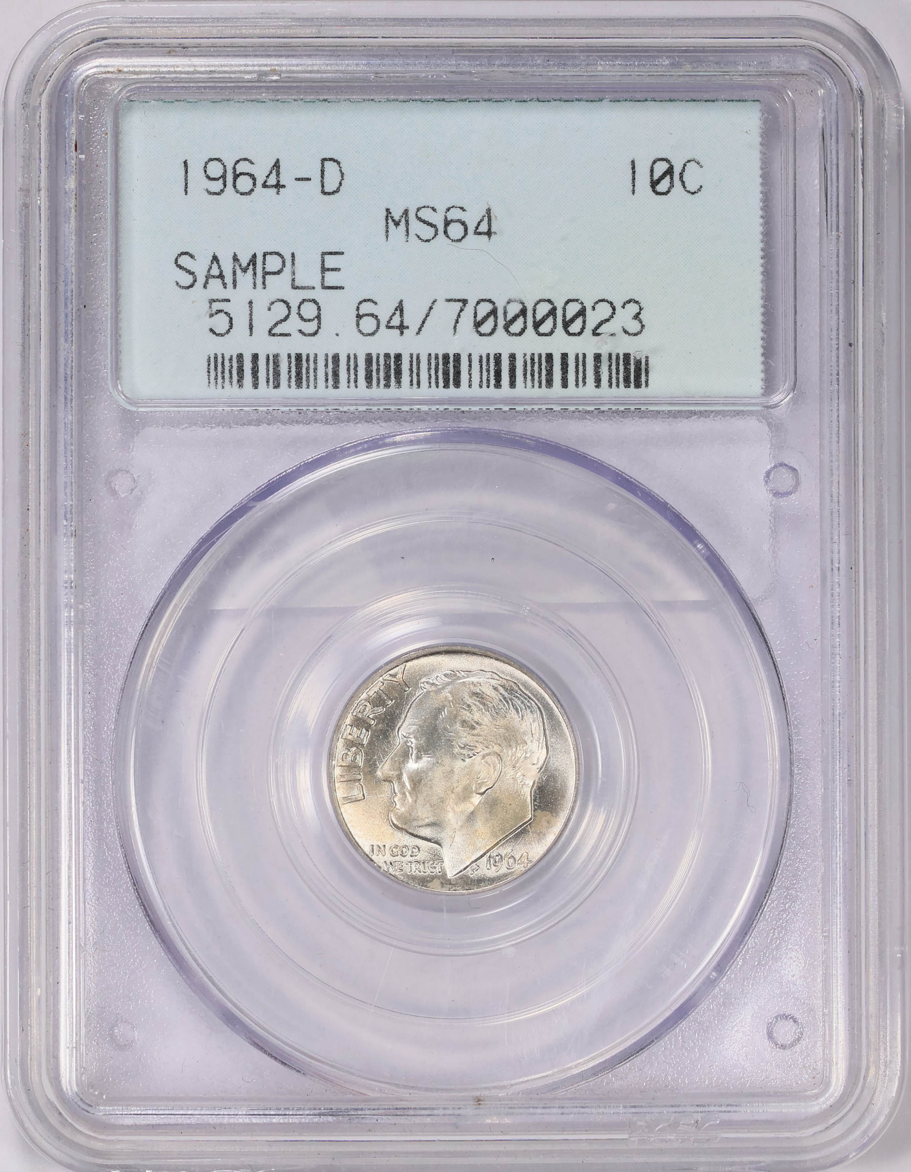 1964-D Roosevelt Dime PCGS MS-64 OGH (2nd Gen) (Sample Slab) (Item ...