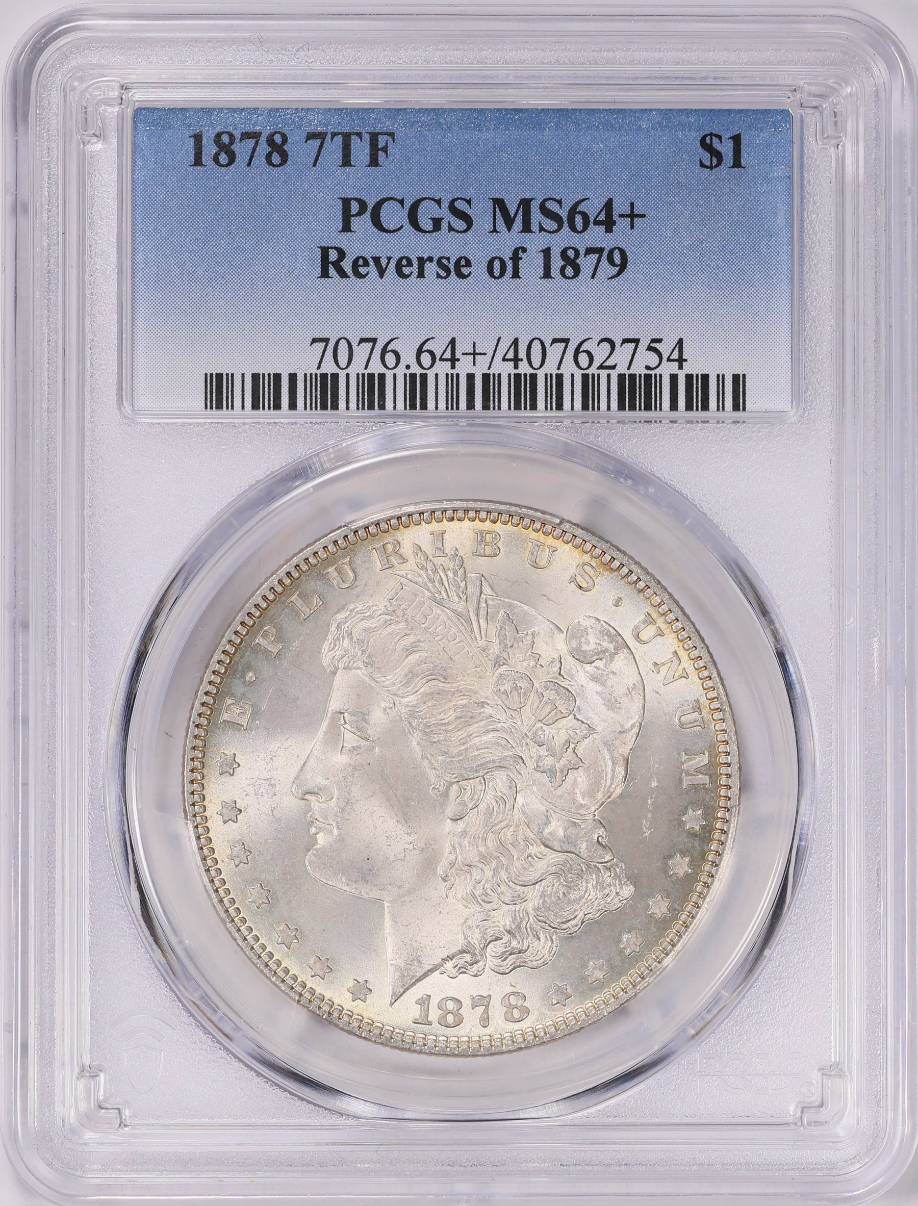 1878 Morgan Silver Dollar 7 Tailfeathers, Reverse of 1879 PCGS MS-64+ (Item 1841275 ...