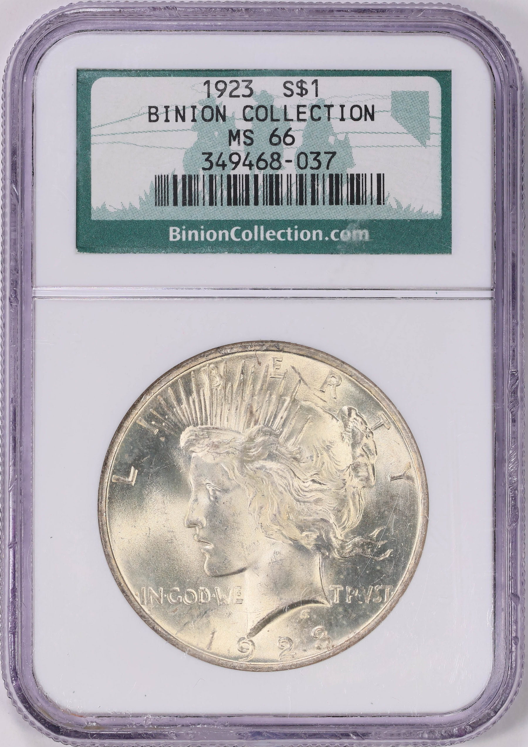 1923 Peace Silver Dollar NGC MS-66 (Binion Collection) (Item 1841276 ...